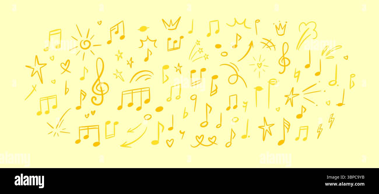 Handwriting music note, key and symbol colorful background. Italian ...