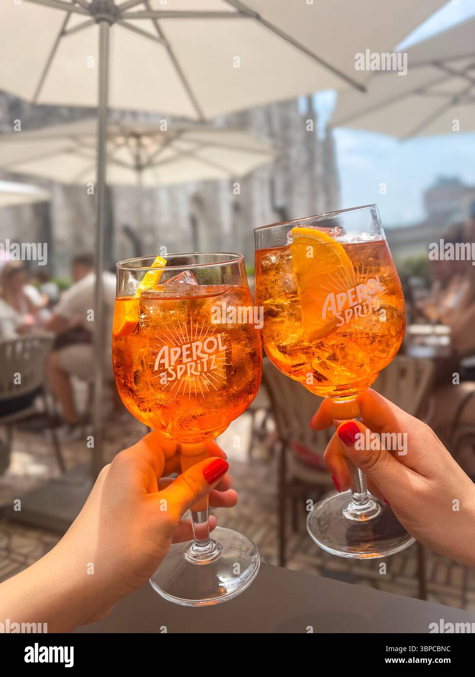 Milan, Italy - July 06, 2025: Aperol Spritz in Cocktail Glasses in ...