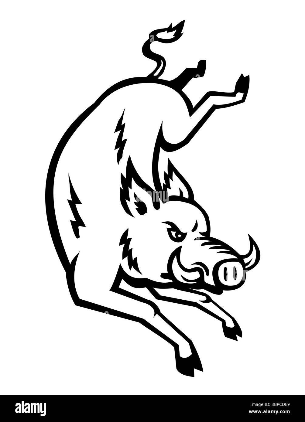 Retro woodcut style illustration of a razorback, wild boar, wild pig ...