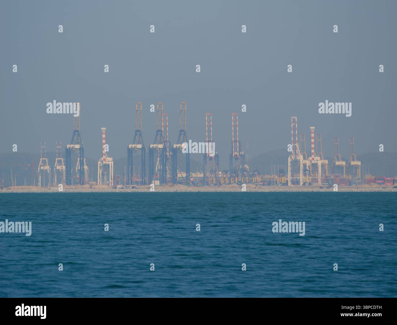 Distant view of Laem Chabang Port infrastructure in Pattaya, Thailand ...