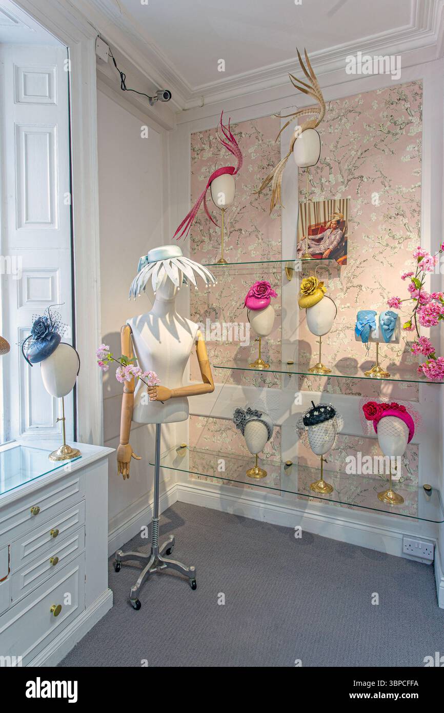 Lock & Co. Hatters in London,display of couture hats designed by Awon ...