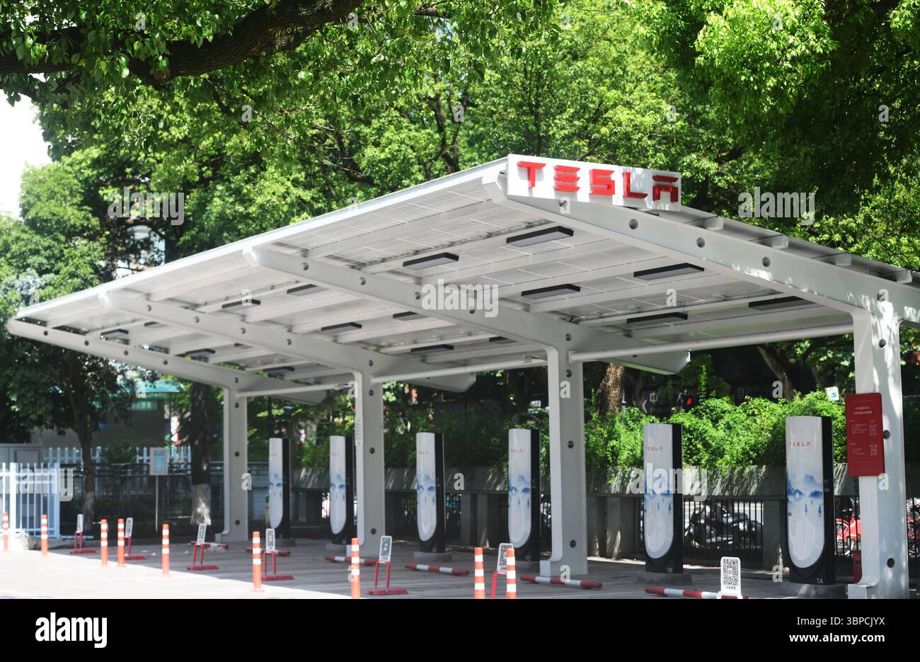 HANGZHOU, CHINA - JULY 7, 2025 - The first batch of Tesla V4 super ...