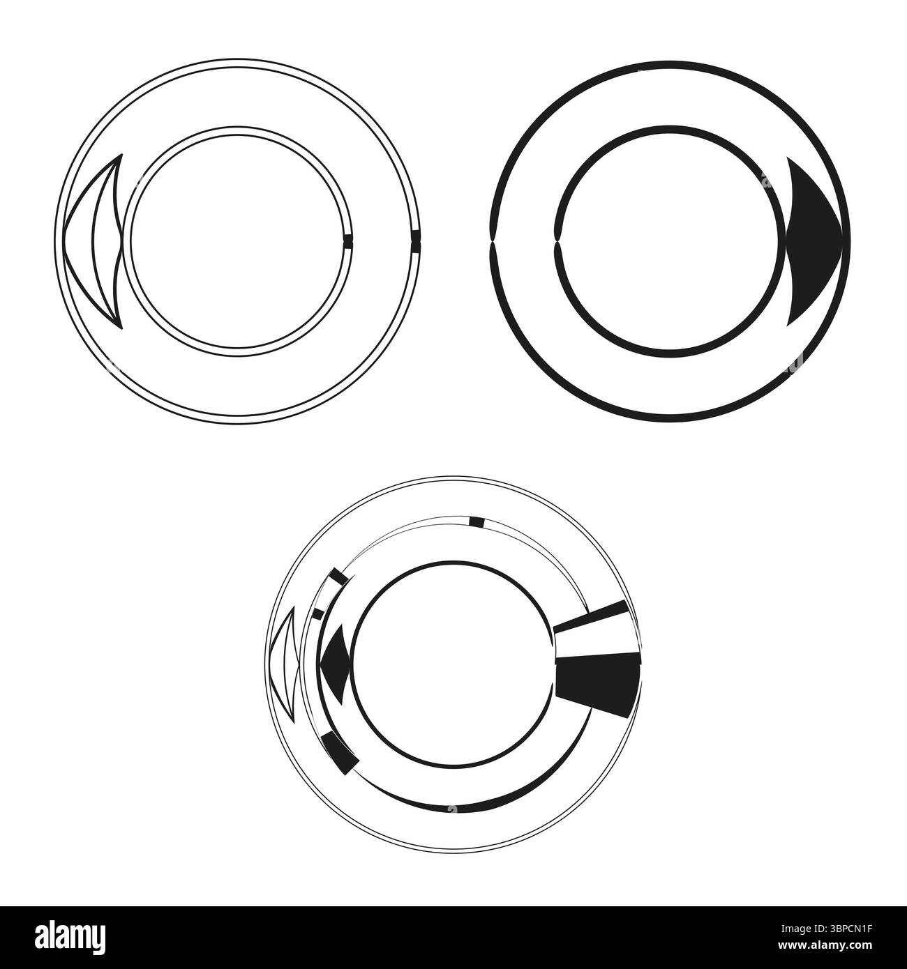 Circular abstract elements. Concentric ring patterns. Modern tech ...