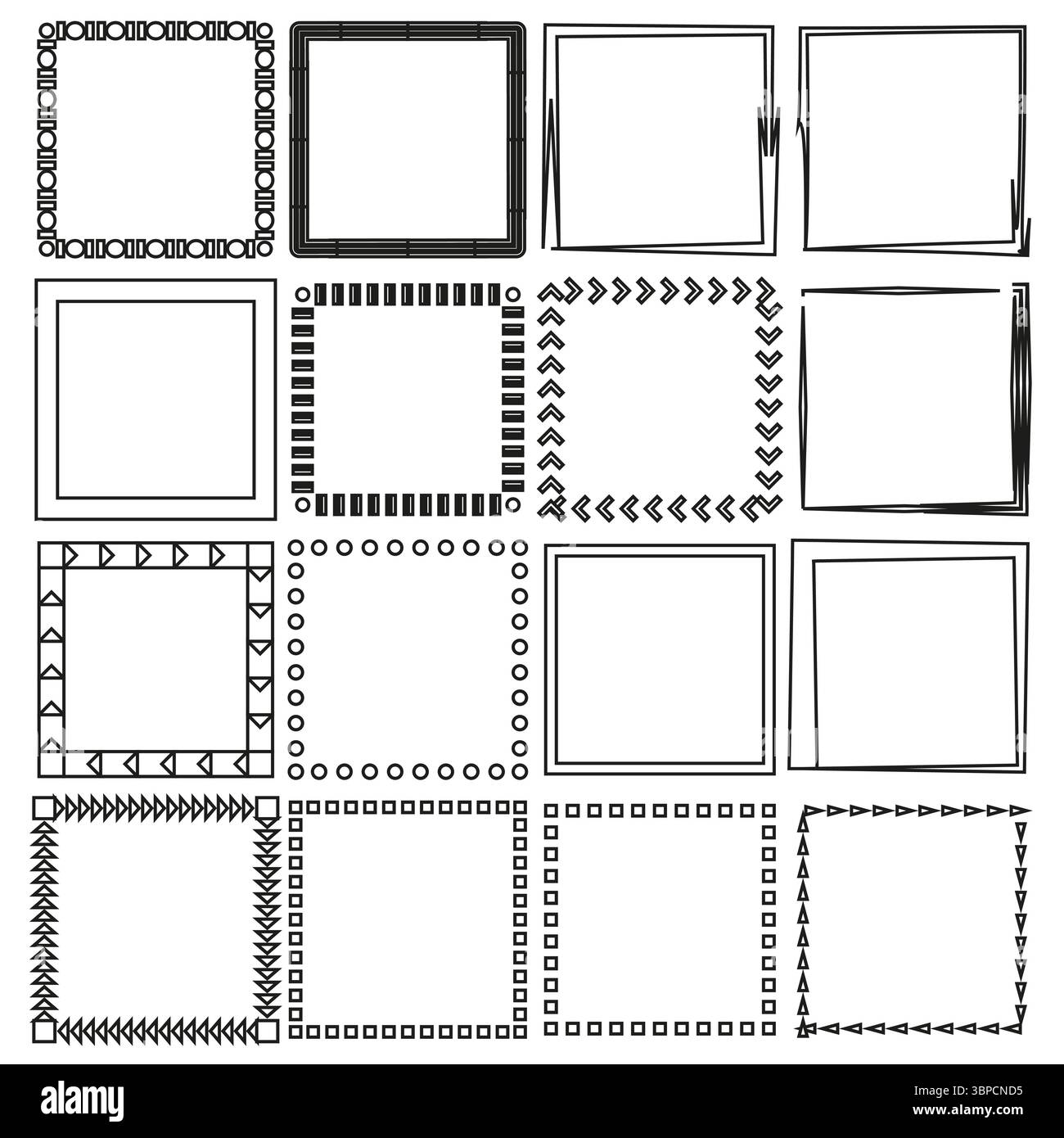 Geometric frames collection. Square border shapes. Line art Vector ...