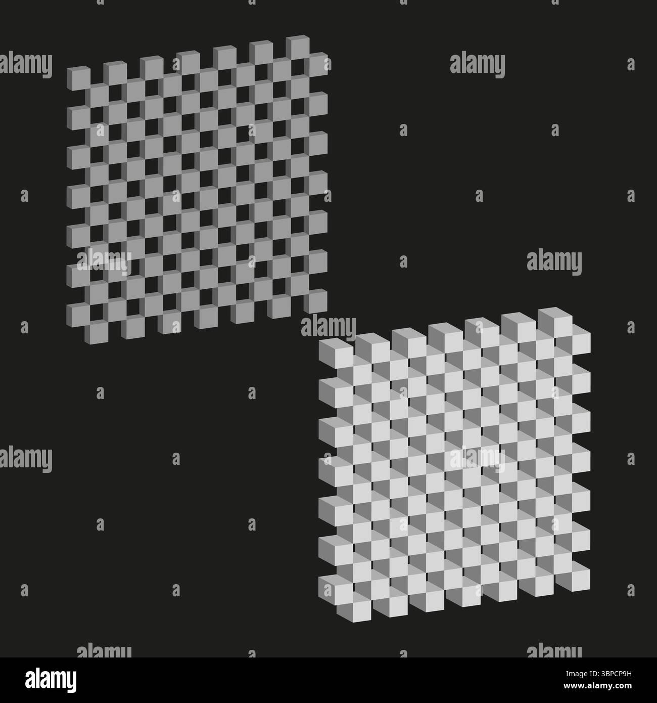 Halftone square duo. Dotted pixel blocks. Optical illusion Vector ...