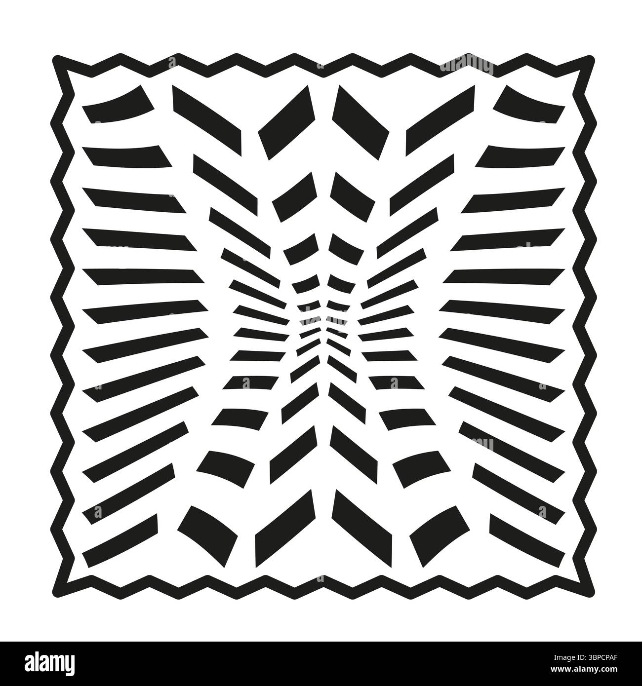 Distorted frame border. Zigzag square contour. Dynamic warp Vector ...