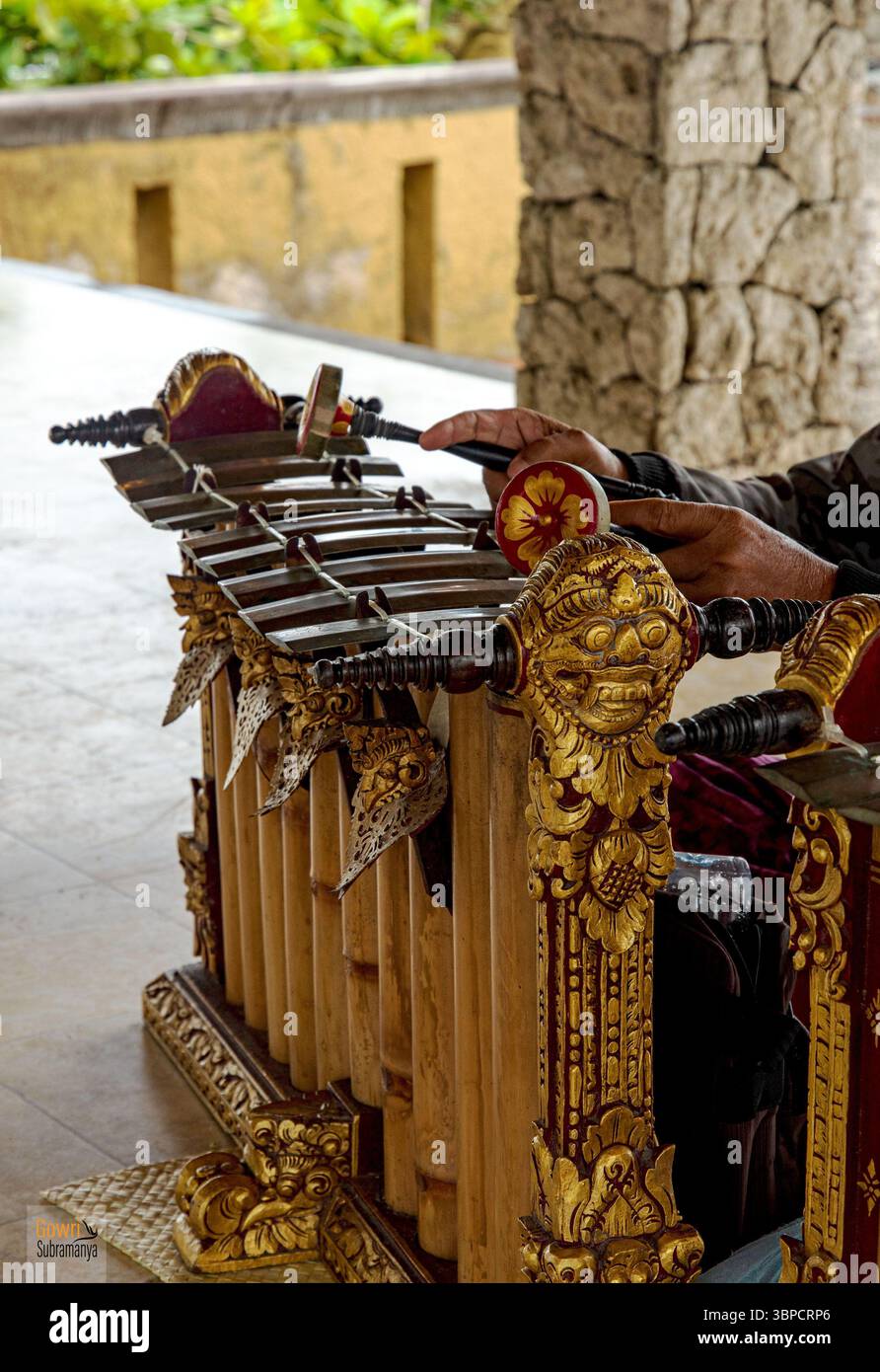 Traditional Balinese Gamelan Instrument Being Played, Bali, Indonesia ...