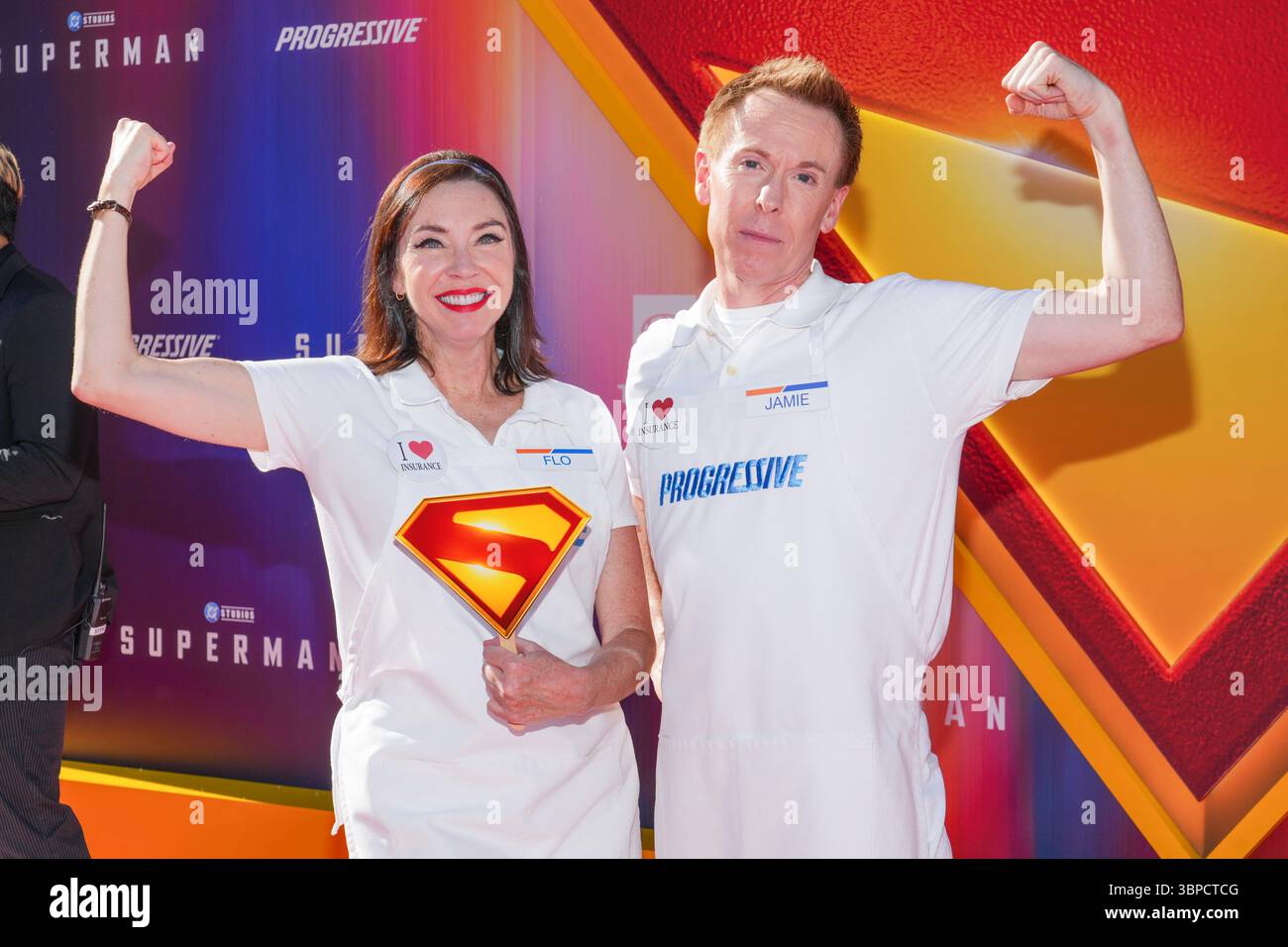 Stephanie Courtney, left, and Jim Cashman arrive at the premiere of ...
