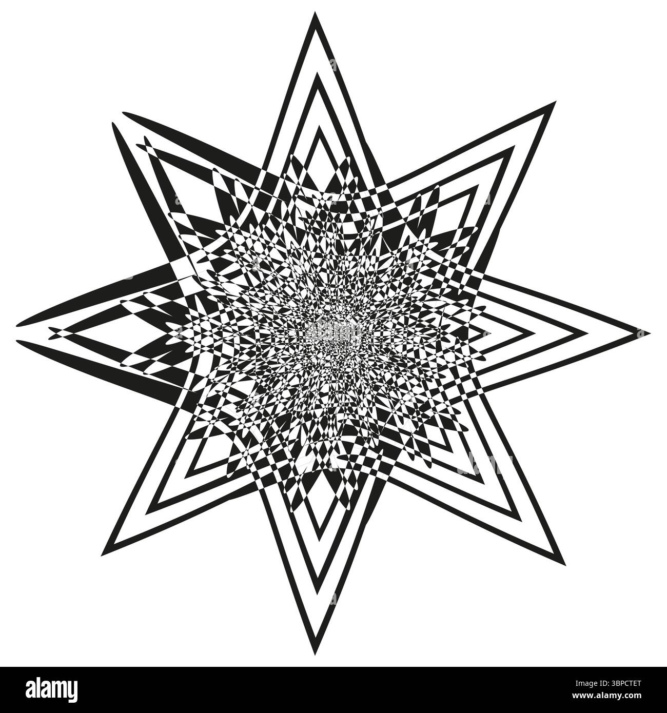 Monochrome star icon. Fractal burst Vector. Geometric optical illusion ...