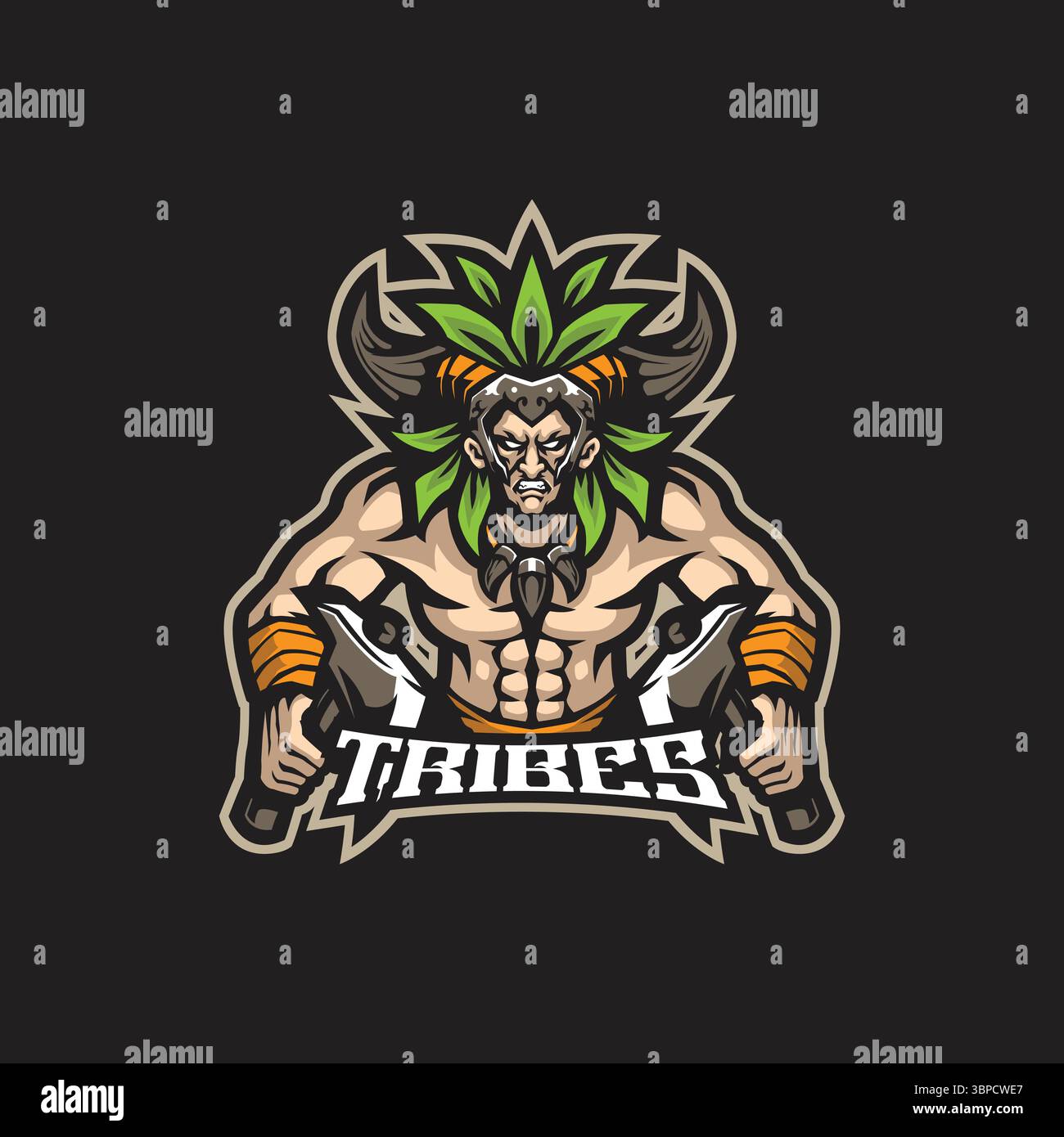 Tribe mascot logo design vector with modern illustration concept style ...