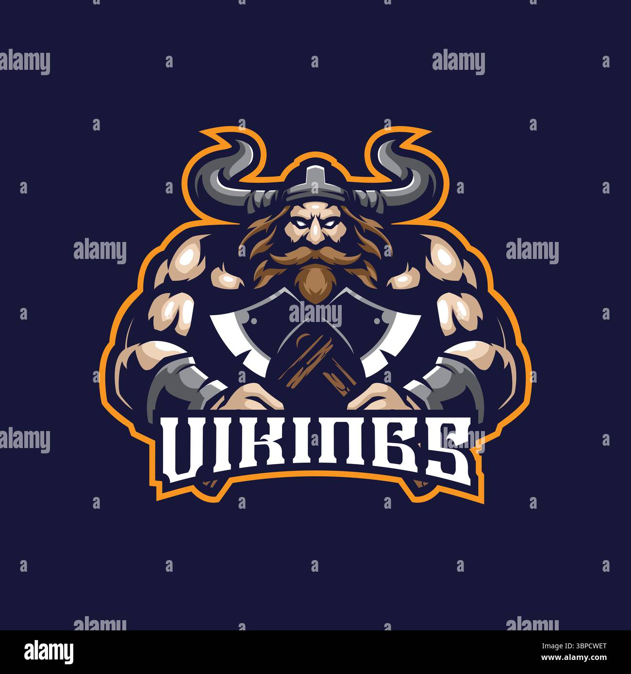 Viking mascot logo design vector with modern illustration concept style ...