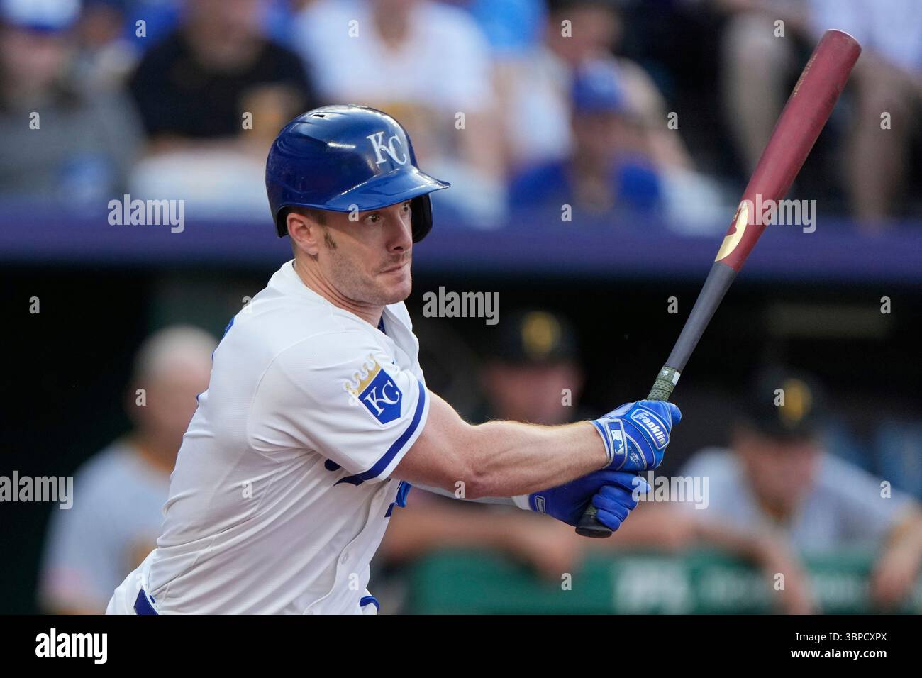 Kansas City Royals' Mark Canha watches his force out to score a run ...