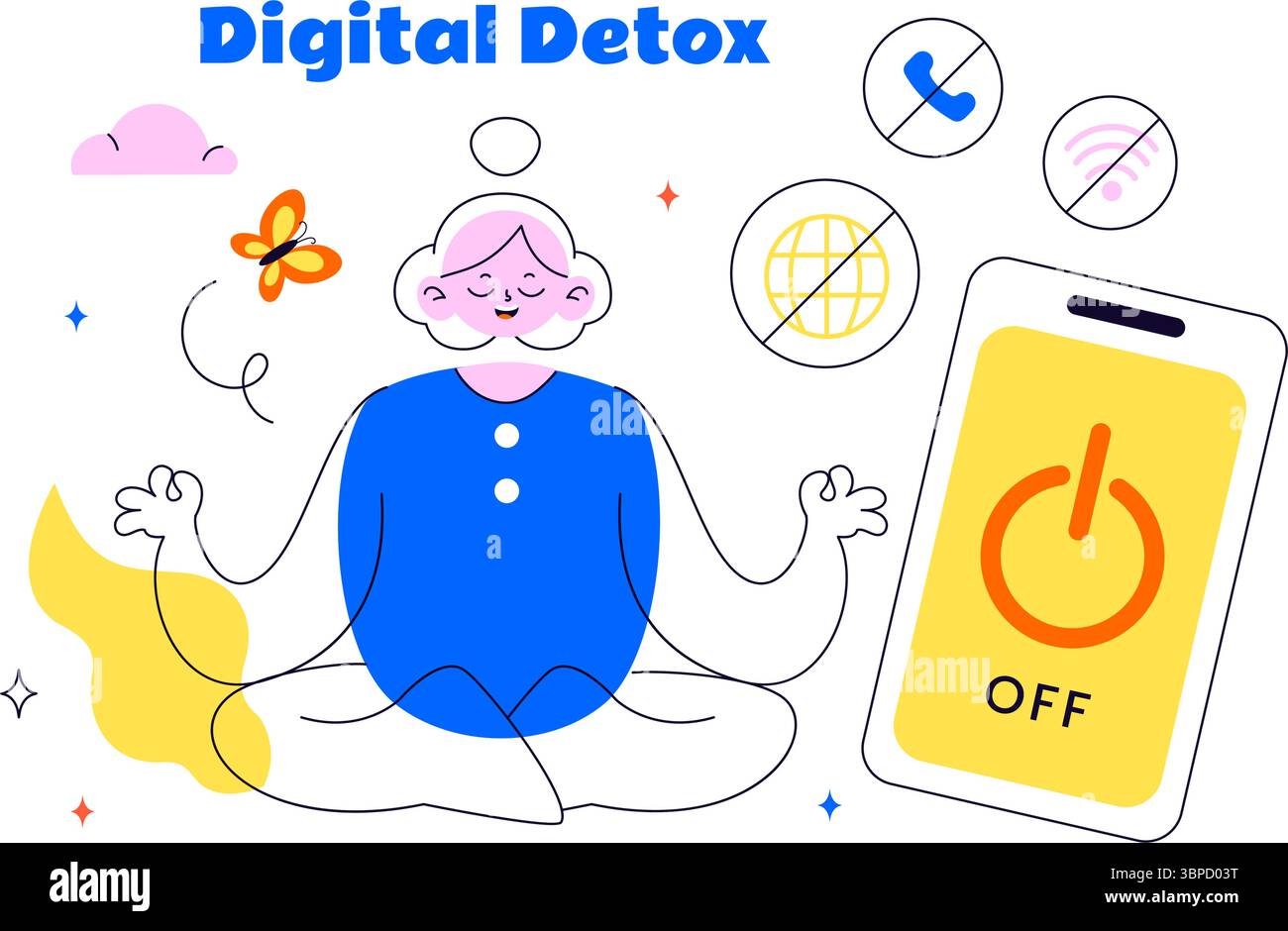 Digital Detox Illustration Featuring Embracing Life Without Digital ...