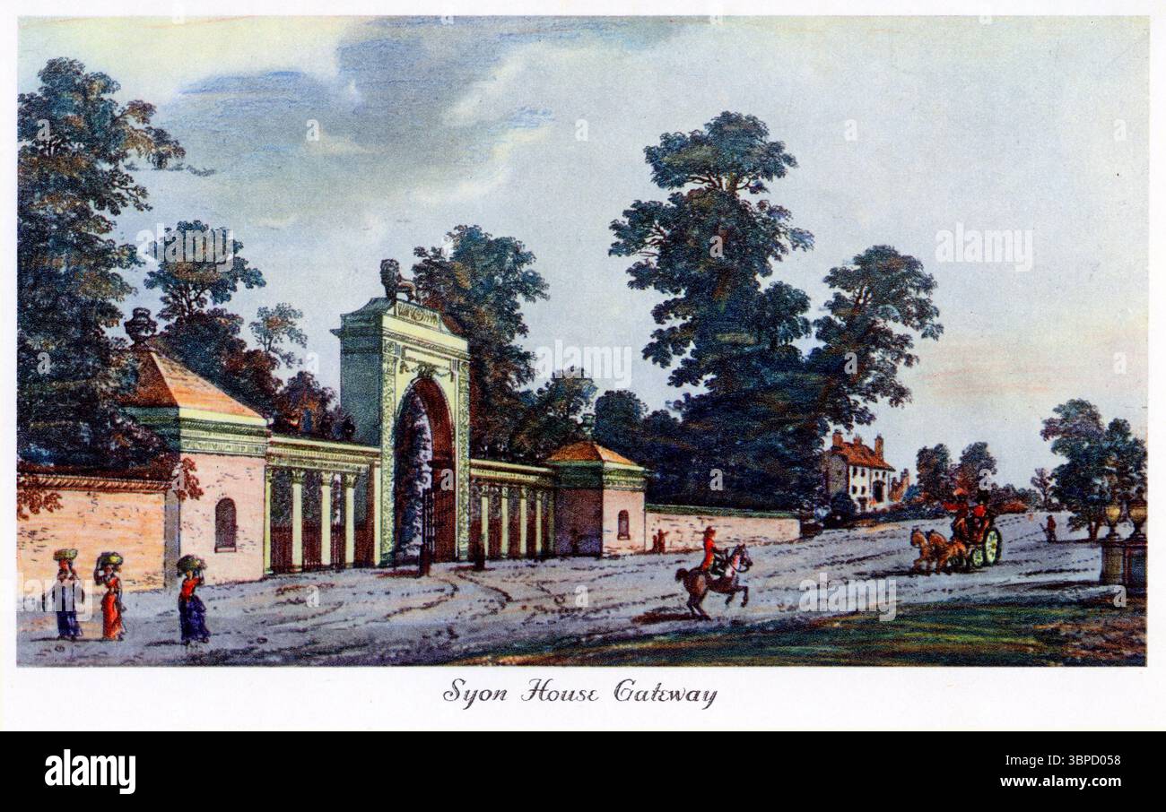 Engraving of Syon House Gateway at Bath, England, circa 1880 Stock ...