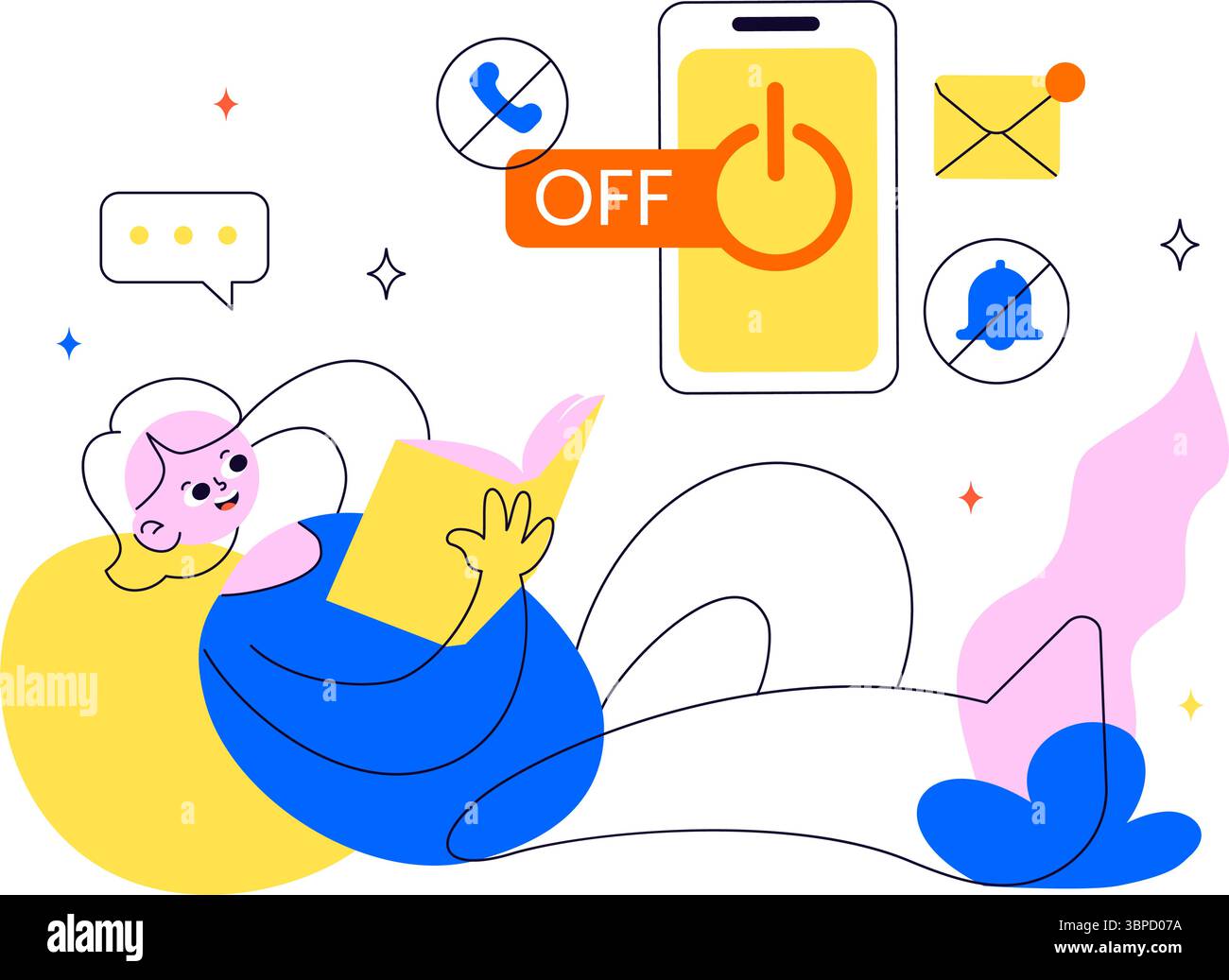 Digital Detox Illustration Featuring Embracing Life Without Digital ...