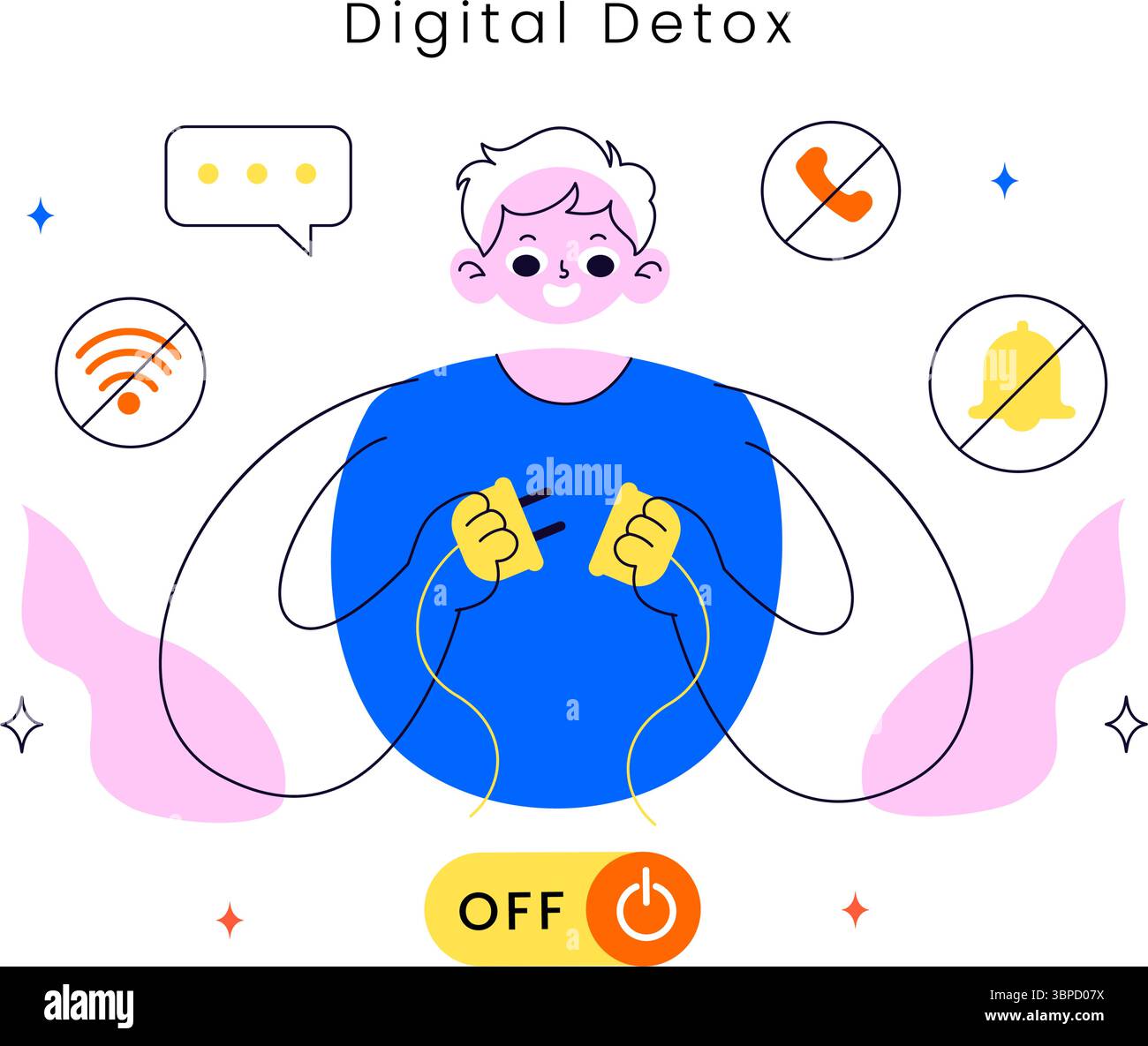 Digital Detox Illustration Featuring Embracing Life Without Digital ...