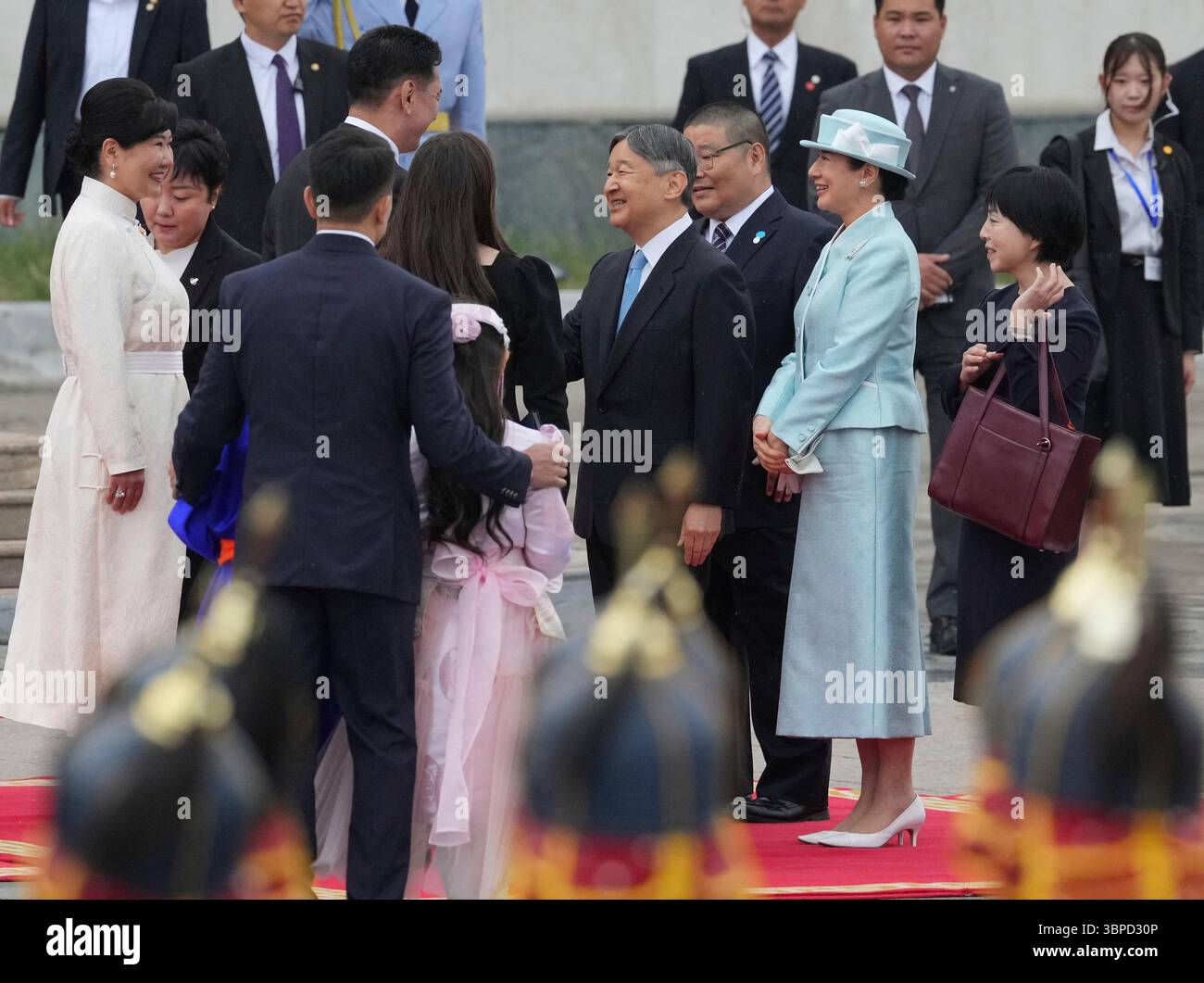 Japan's Emperor Naruhito and Empress Masako are greeted before the ...