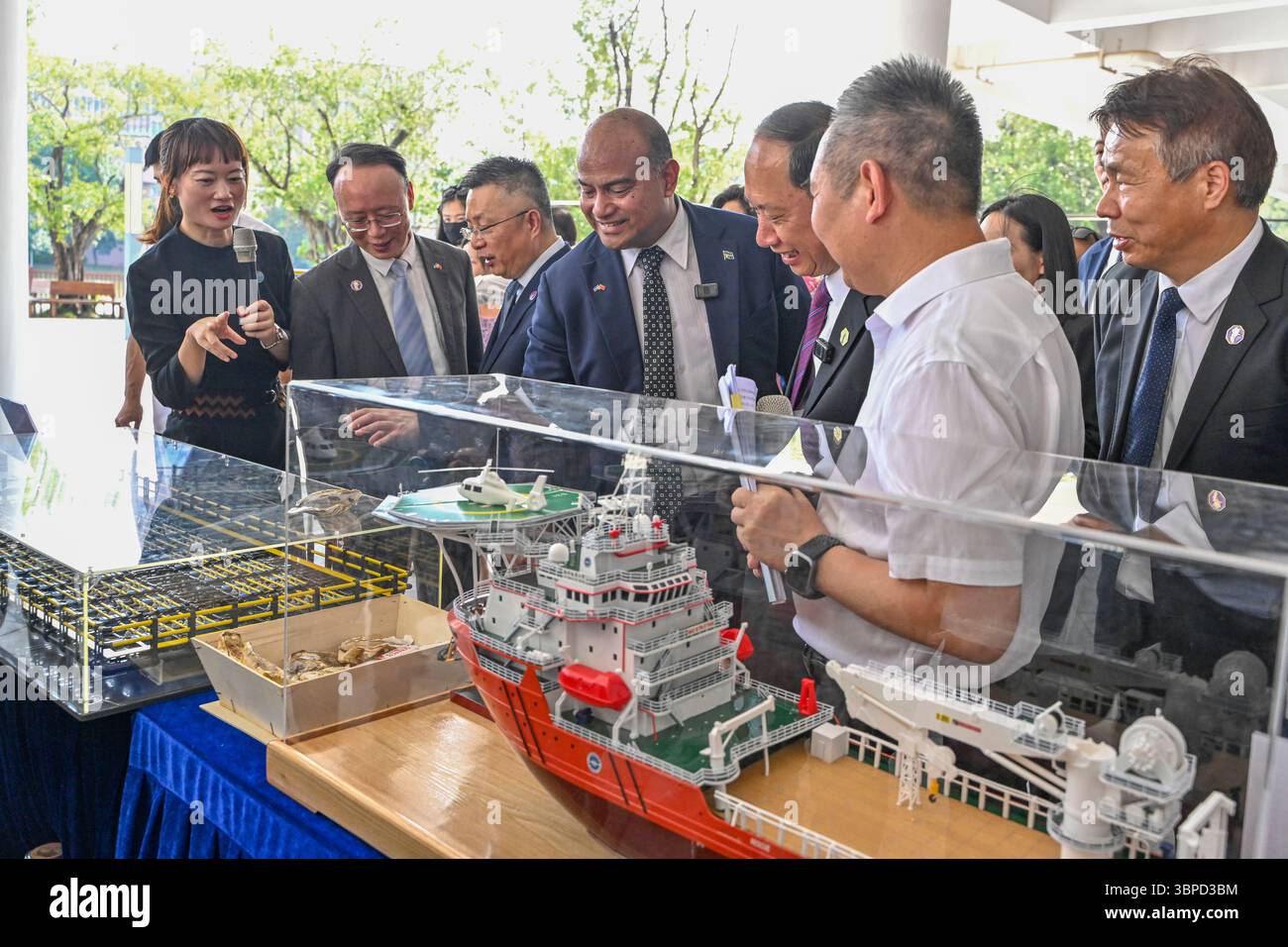 Jiangmen,China.7th July 2025. President of Nauru David Adeang (C ...