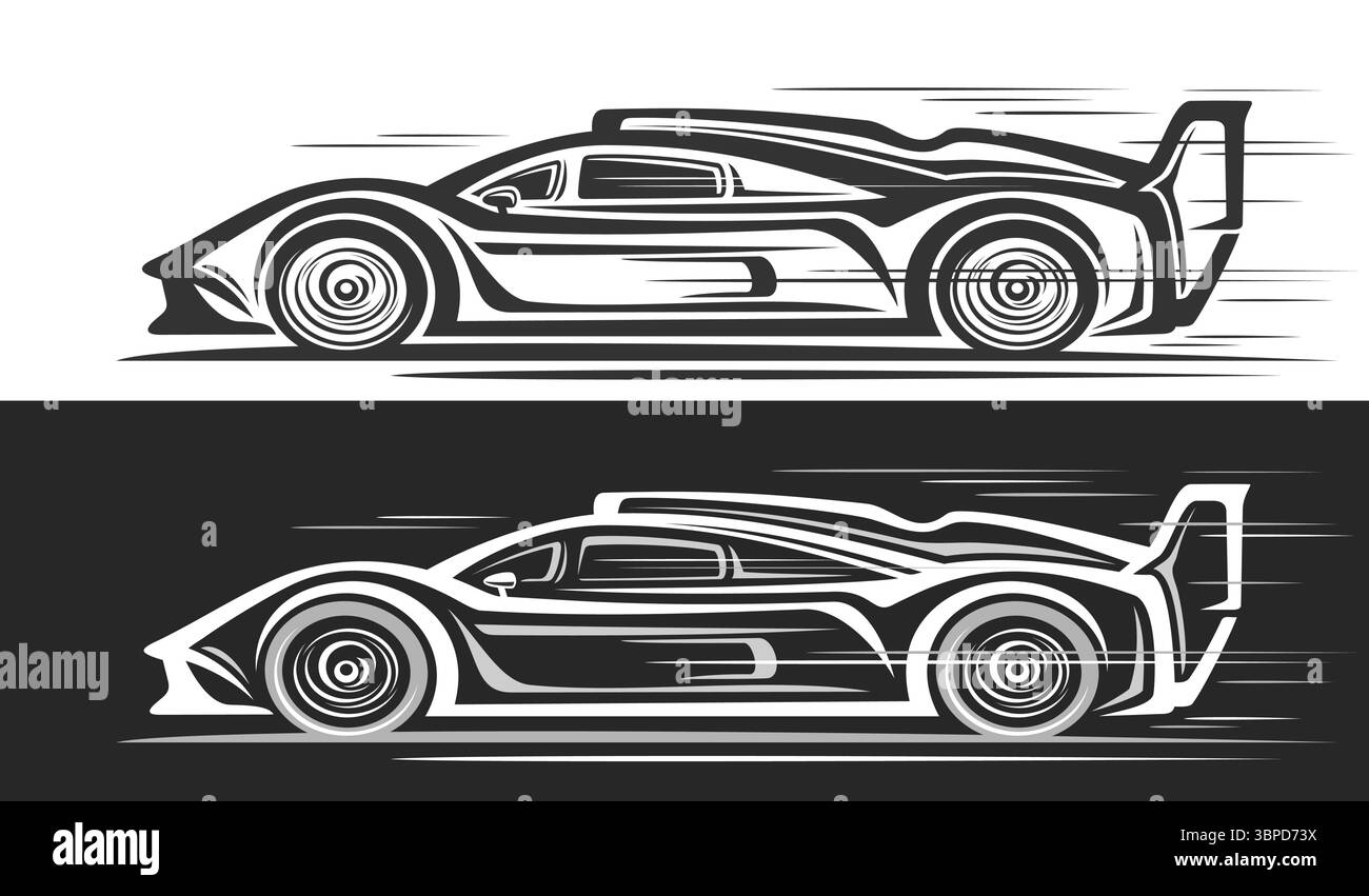 Vector logo for Hypercar, monochrome automotive banner with simple ...