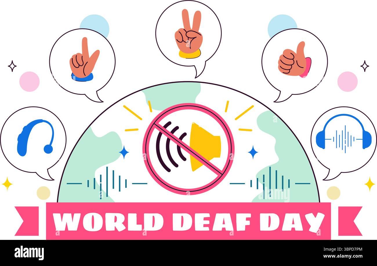 World Day of the Deaf Vector Illustration on September 26 to Raise ...