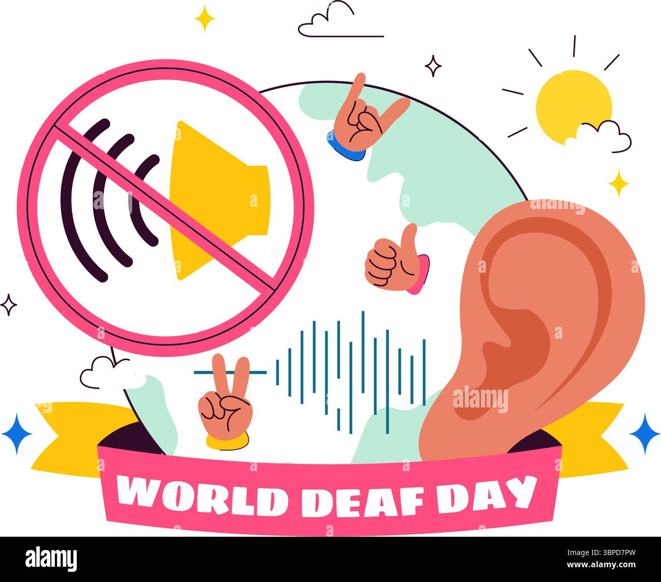 World Day of the Deaf Vector Illustration on September 26 to Raise ...