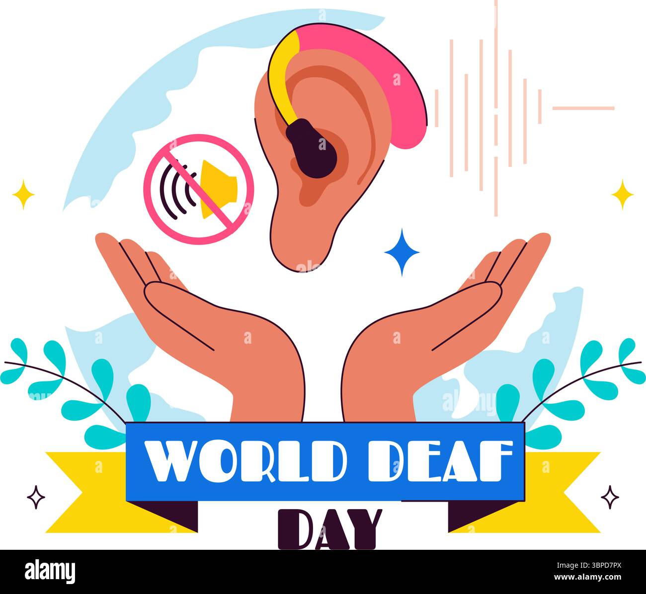 World Day of the Deaf Vector Illustration on September 26 to Raise Awareness About Hearing Loss ...