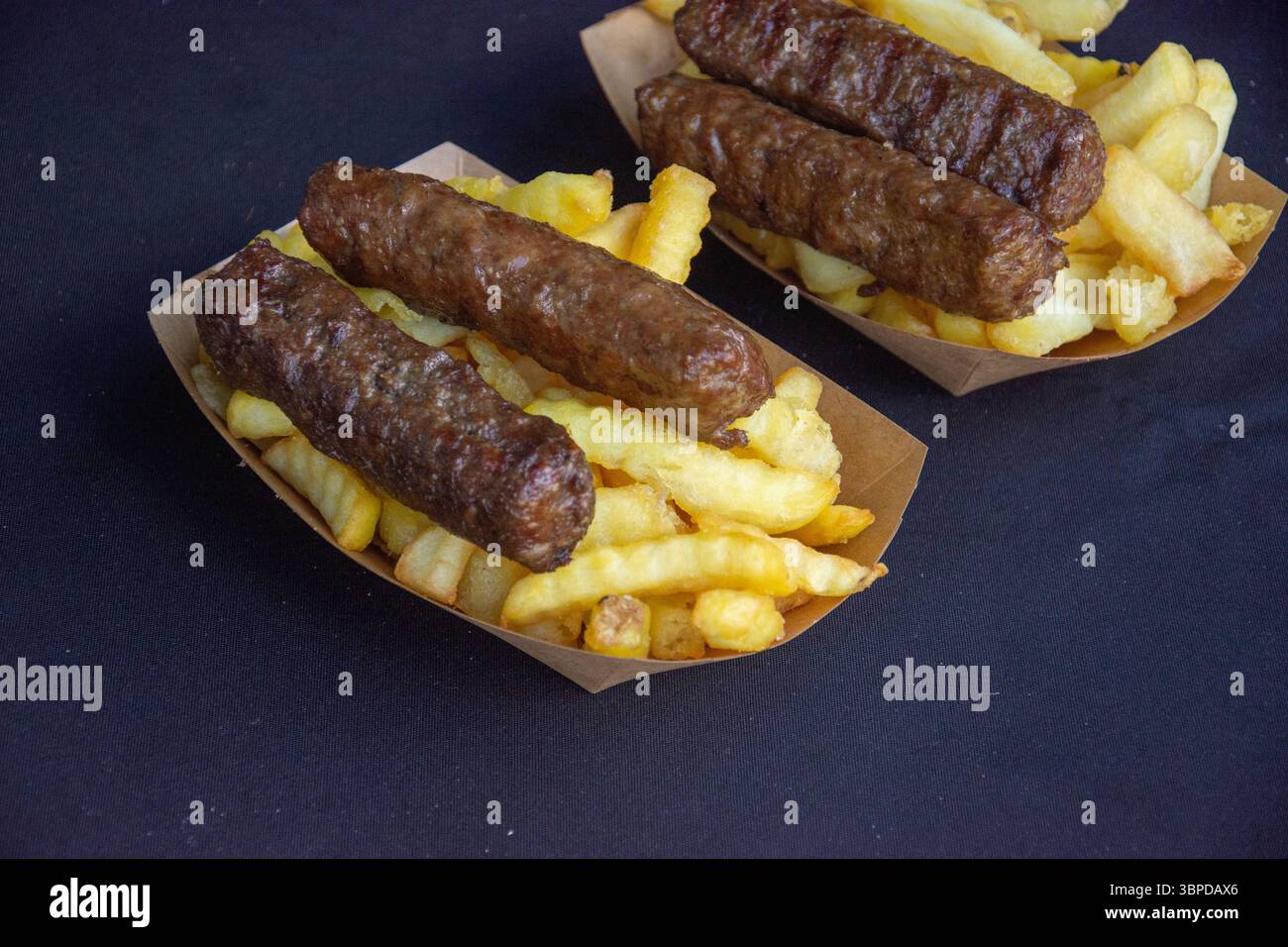 Traditional food from Romania,, grilled meat rolls known as mititei ...