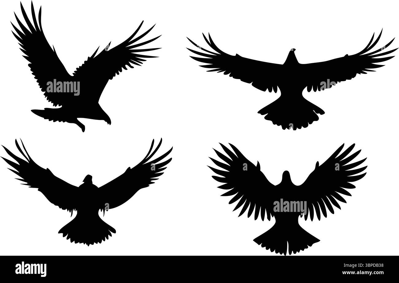 Flying Bird Silhouettes Vector, Black Flock Clipart, Isolated Animal ...