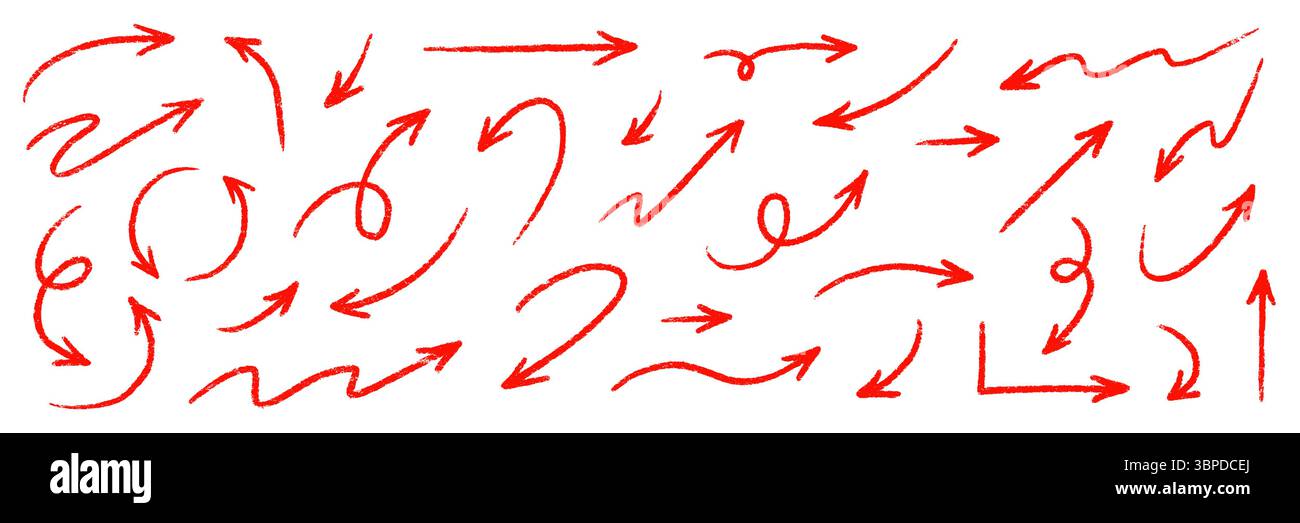 Arrow red hand handwritten sketch vector. Hand drawn pencil marker ...