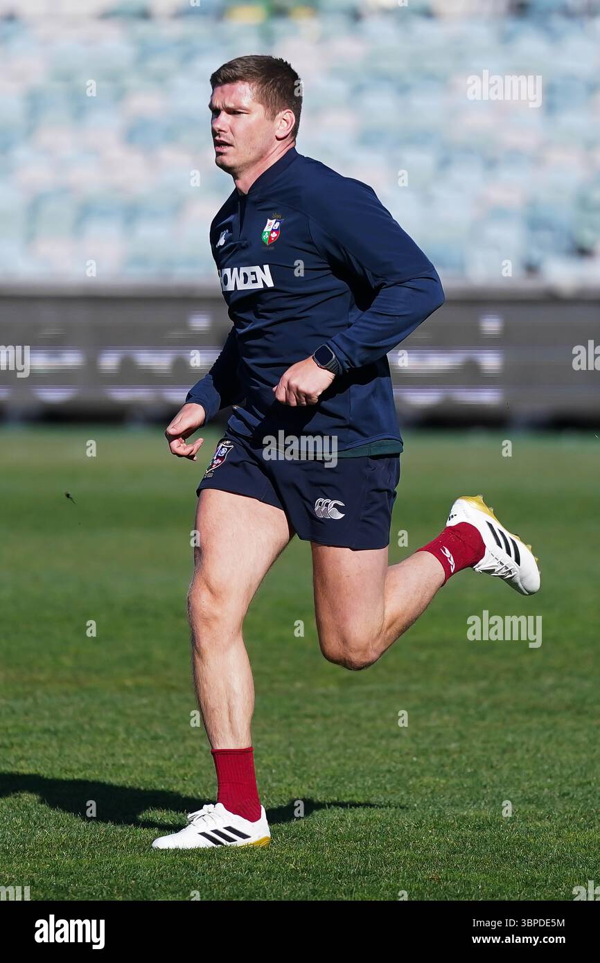 British and Irish Lions’ Owen Farrell runs during a team run at the GIO ...