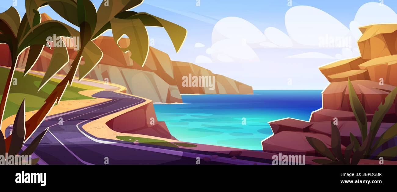 Rocky cliffs ocean turquoise Stock Vector Images - Alamy