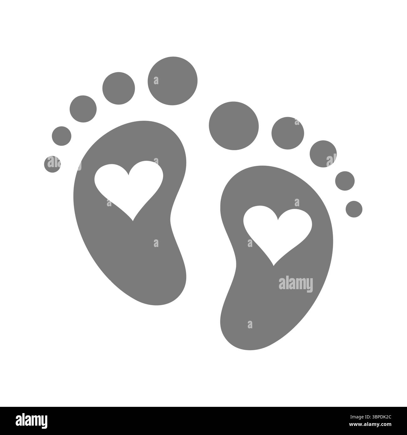 Baby steps with heart vector icon. Babies footprint, feet or footsteps ...