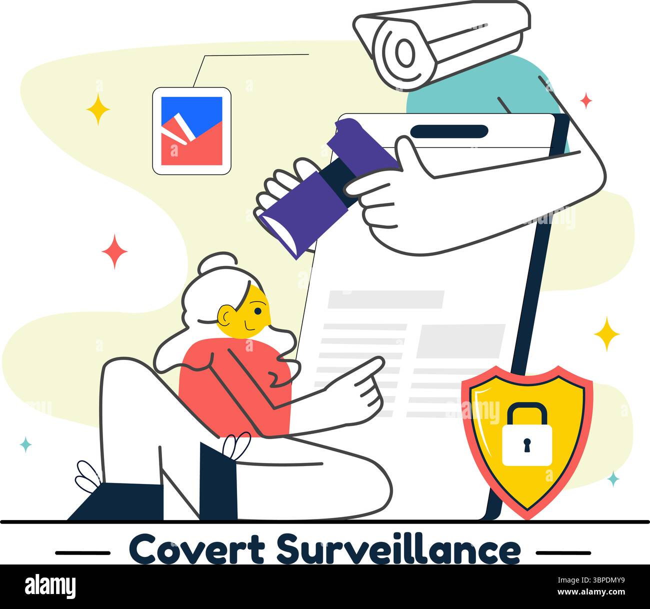 Covert Surveillance Vector Illustration Featuring the Act of Observing ...