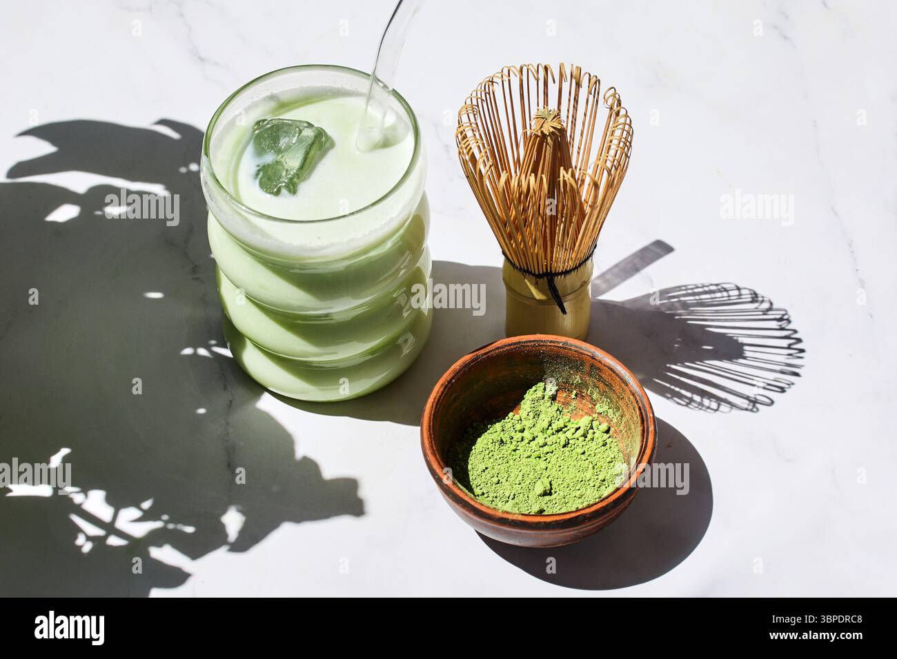 Iced Matcha Refreshment. Refreshing iced matcha drinks with a bamboo ...