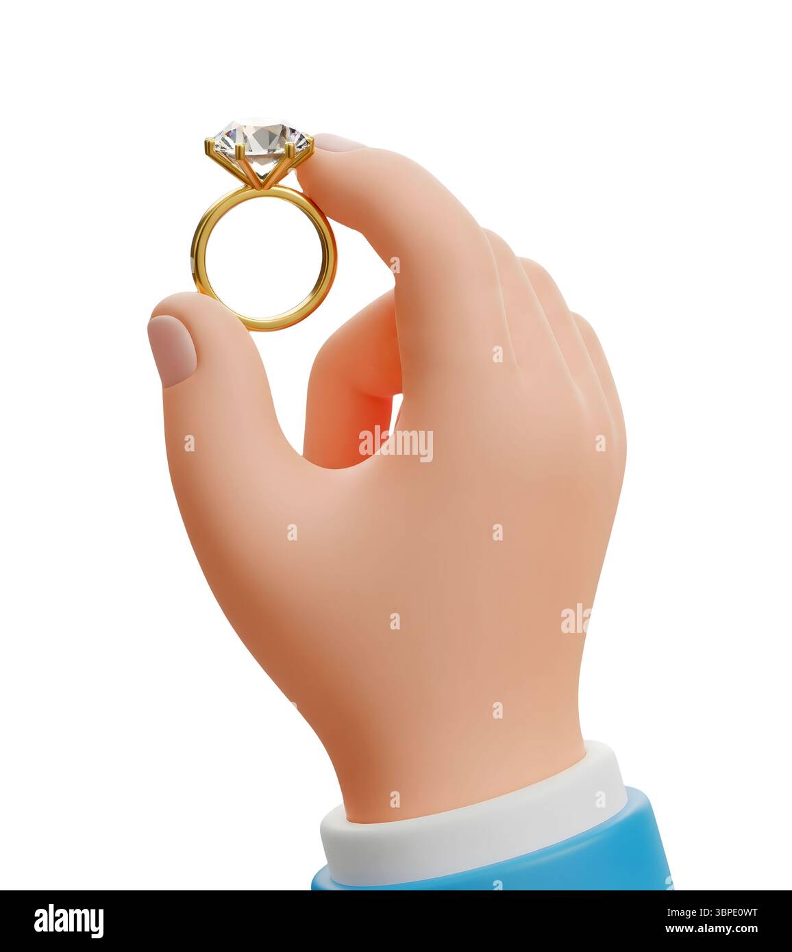 Hand Holding a Engagement Ring Minimalist 3D Rendering in a Soft And ...