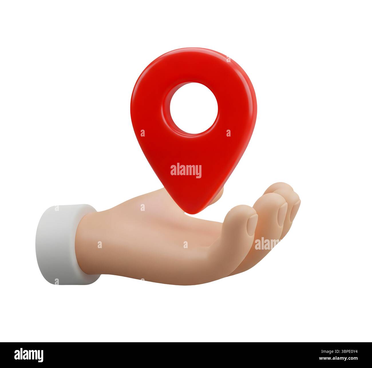 Hand Holding a Map Location Pin Minimalist 3D Rendering in a Soft And ...