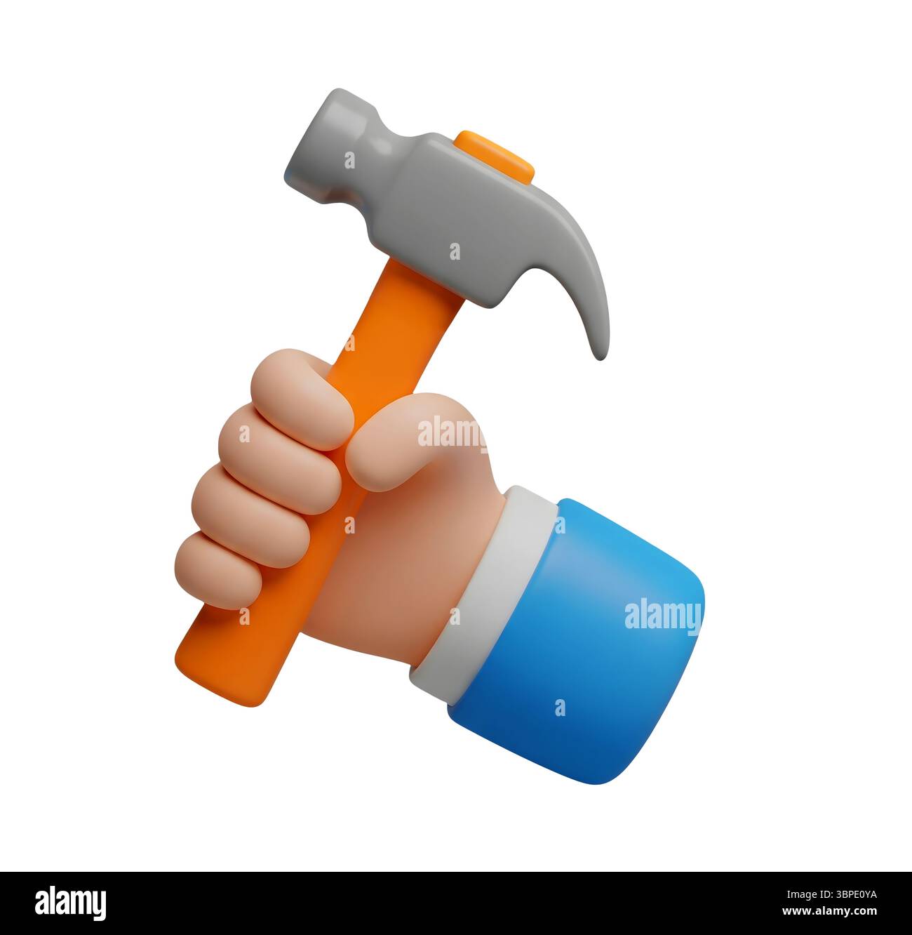 Hand Holding a Claw Hammer Minimalist 3D Rendering in a Soft And Smooth ...