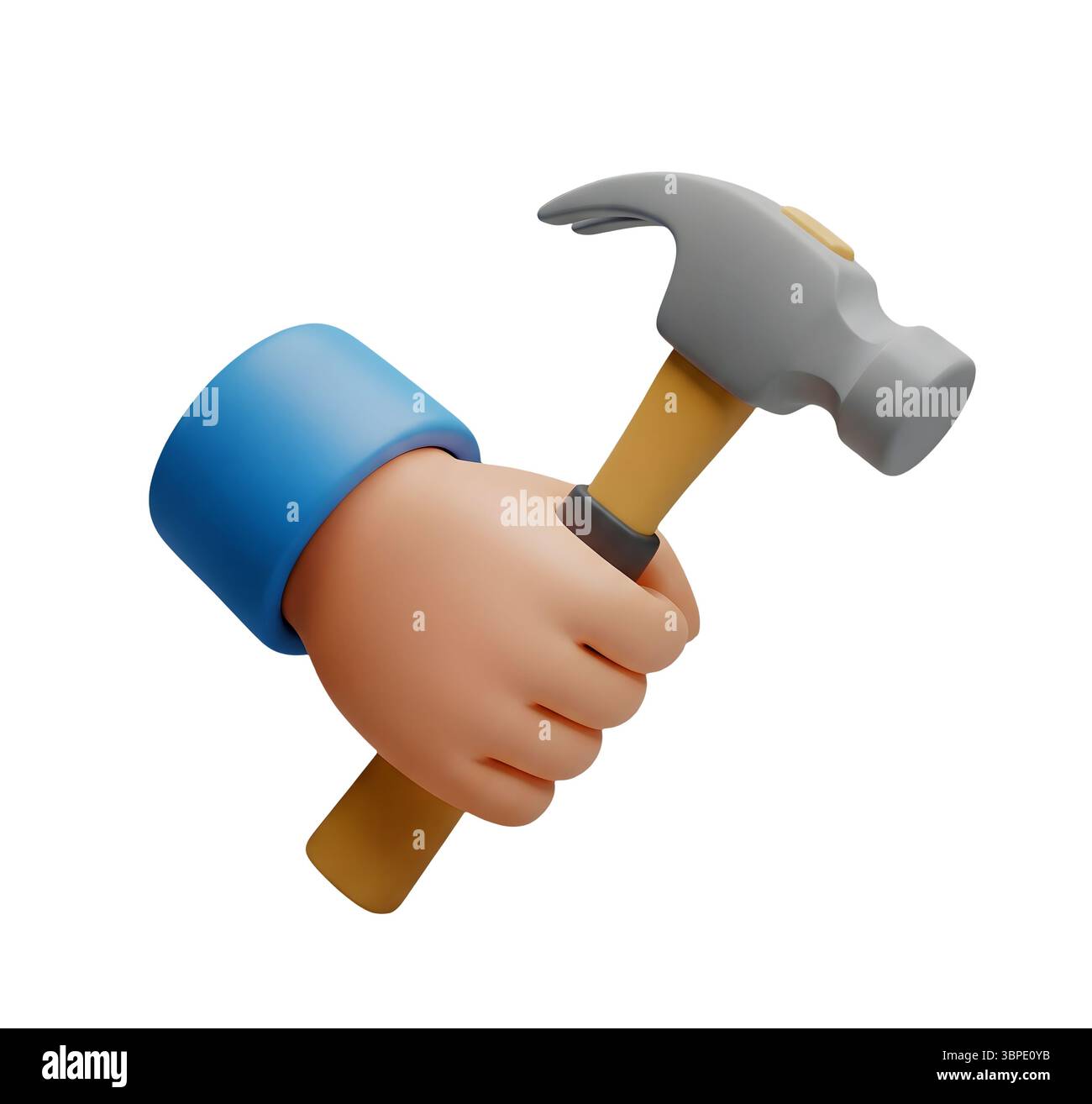 Hand Holding a Claw Hammer Minimalist 3D Rendering in a Soft And Smooth ...