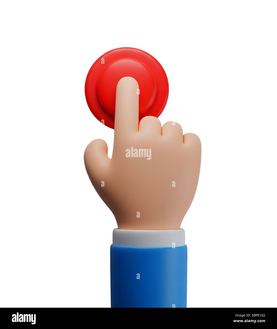Finger Pressing a Red Button Minimalist 3D Rendering in a Soft And ...