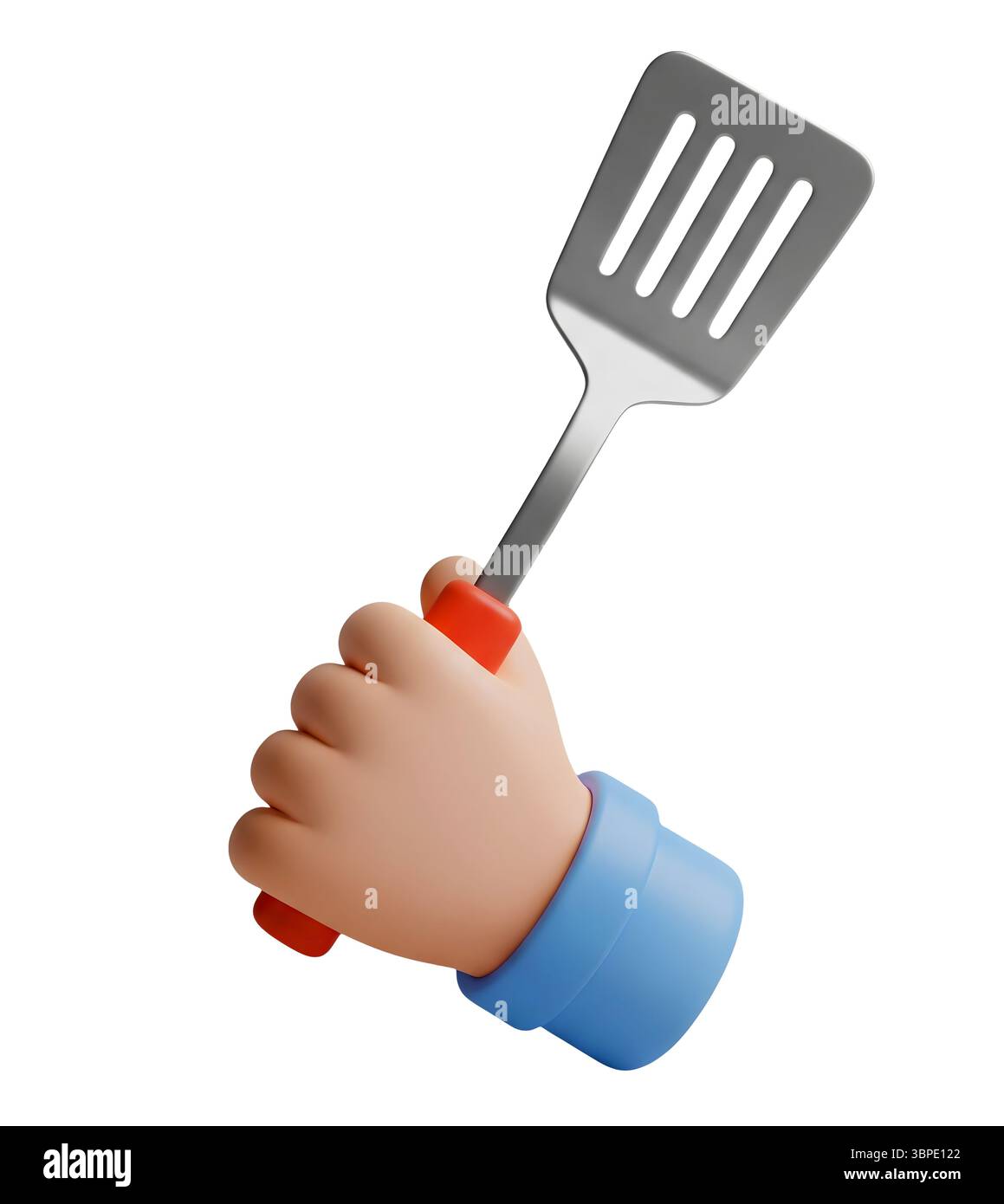 Hand Holding an Kitchen Spatula Minimalist 3D Rendering in a Soft And ...