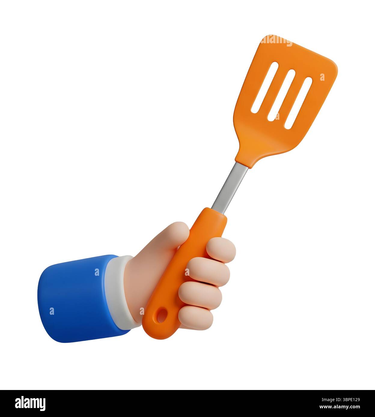 Hand Holding an Kitchen Spatula Minimalist 3D Rendering in a Soft And ...