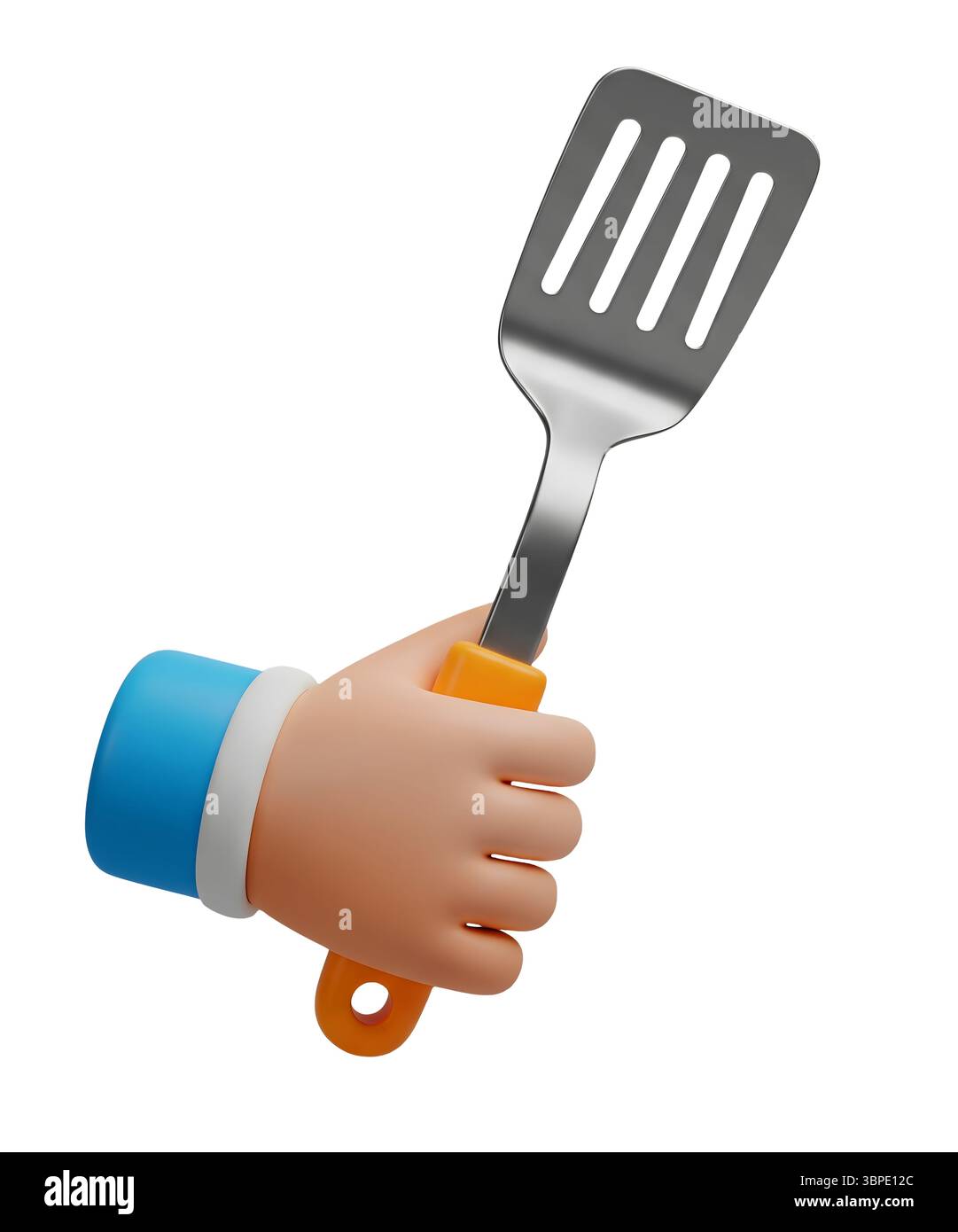 Hand Holding an Kitchen Spatula Minimalist 3D Rendering in a Soft And ...