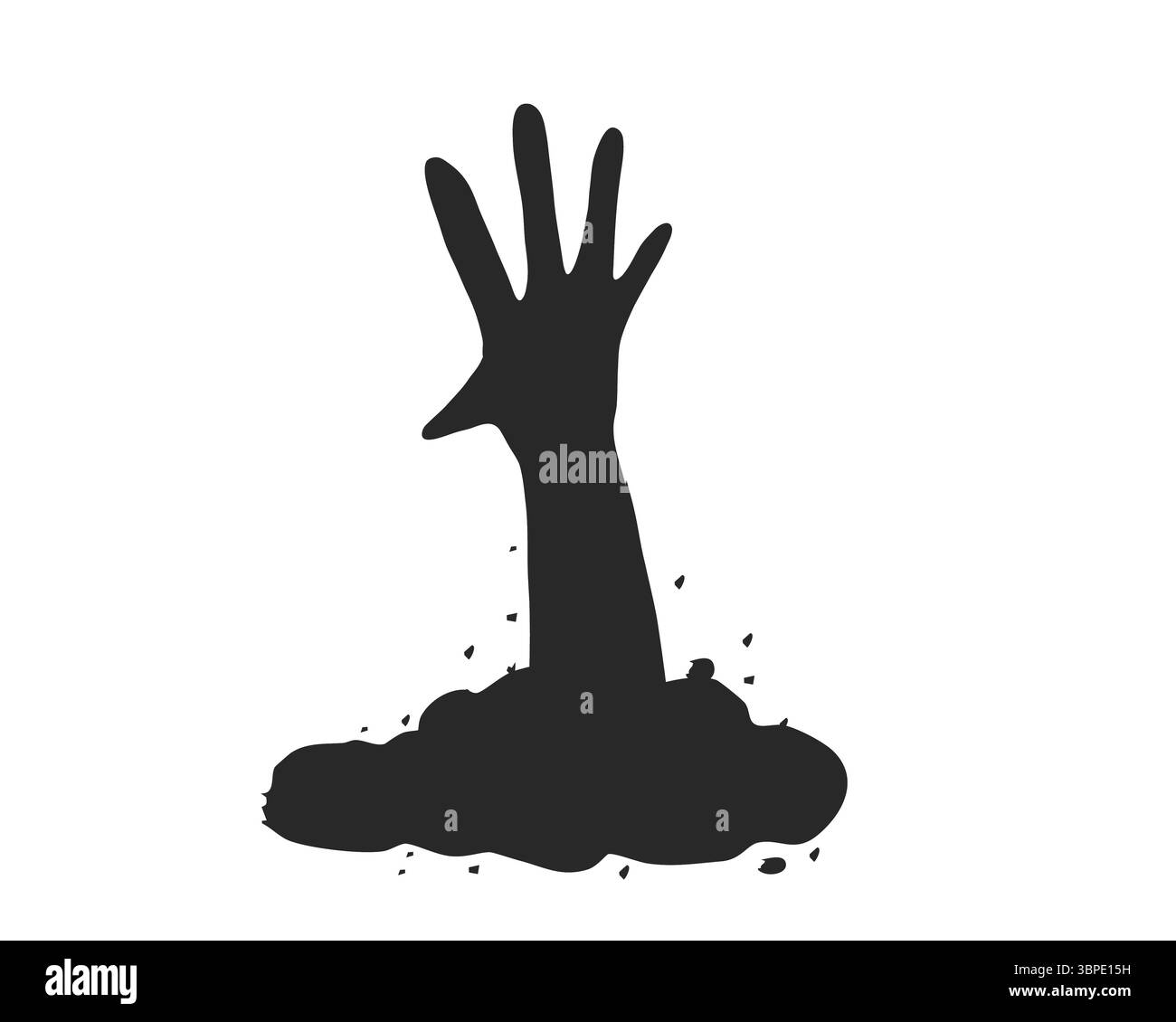 Halloween clipart with black silhouette of a hand rising from the ...