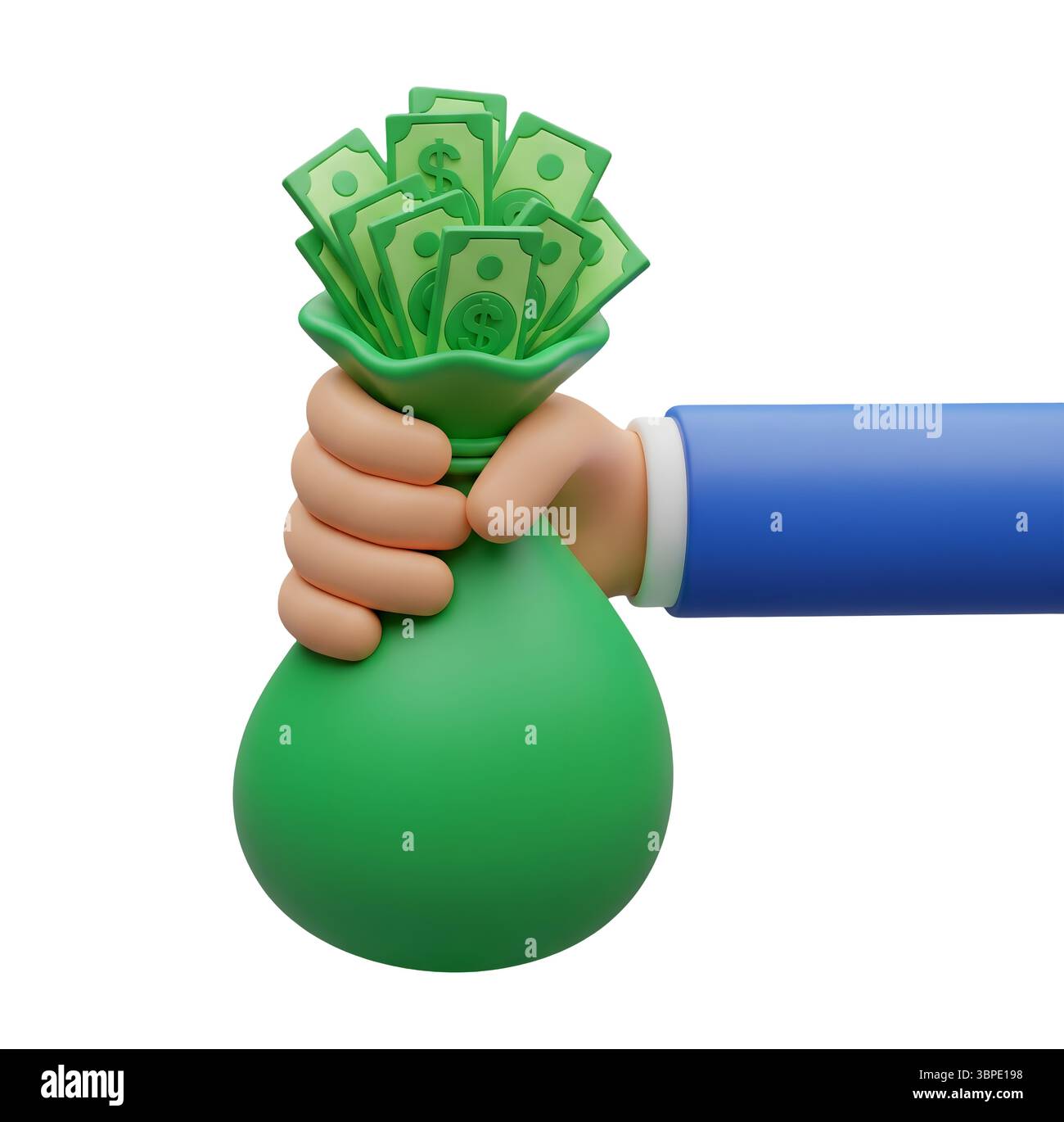 Hand Holding a Green Money Bag Minimalist 3D Rendering in a Soft And ...
