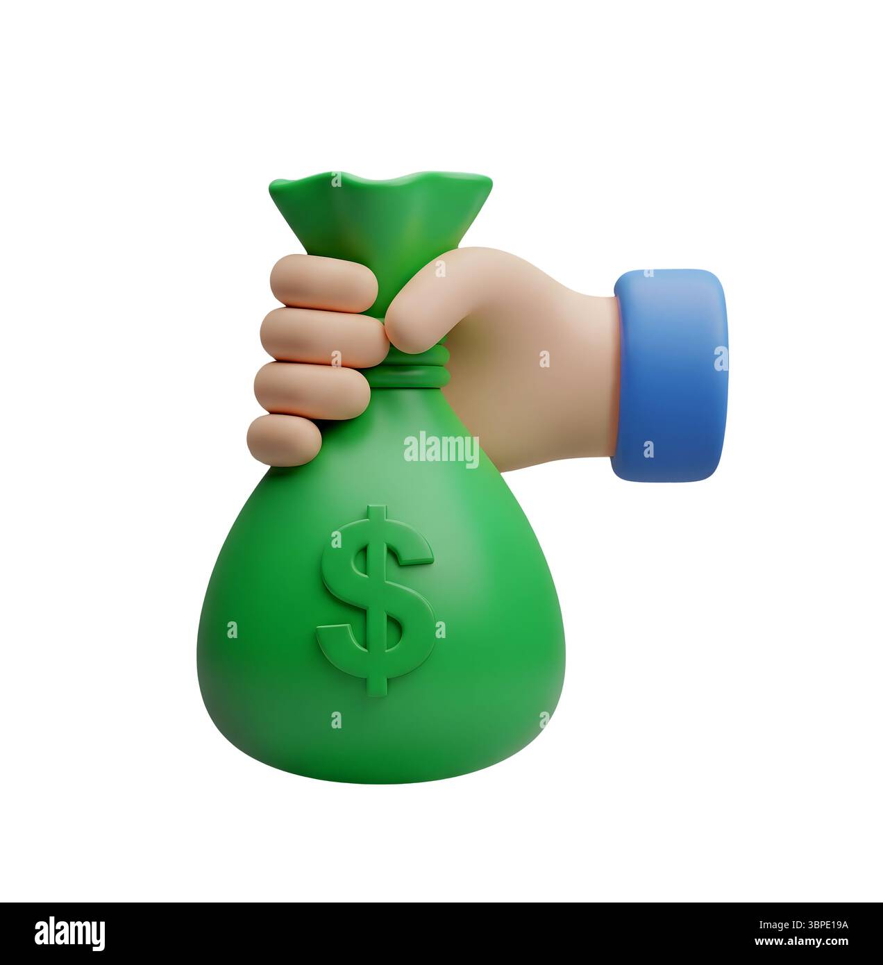Hand Holding a Green Money Bag Minimalist 3D Rendering in a Soft And ...
