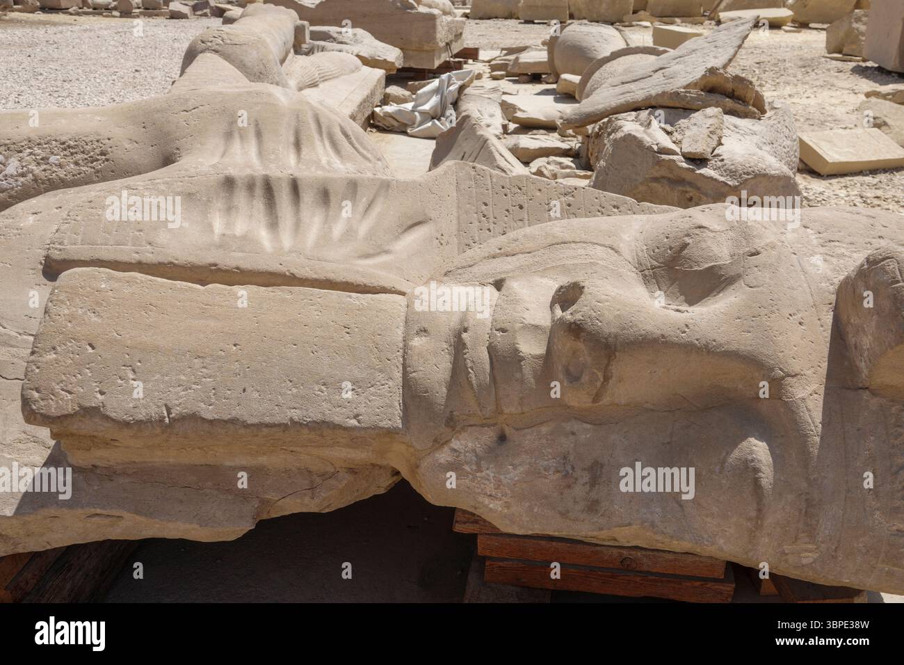 Fallen Colossal statue of Pharaoh in Karnak Temple, Luxor Egypt Stock ...