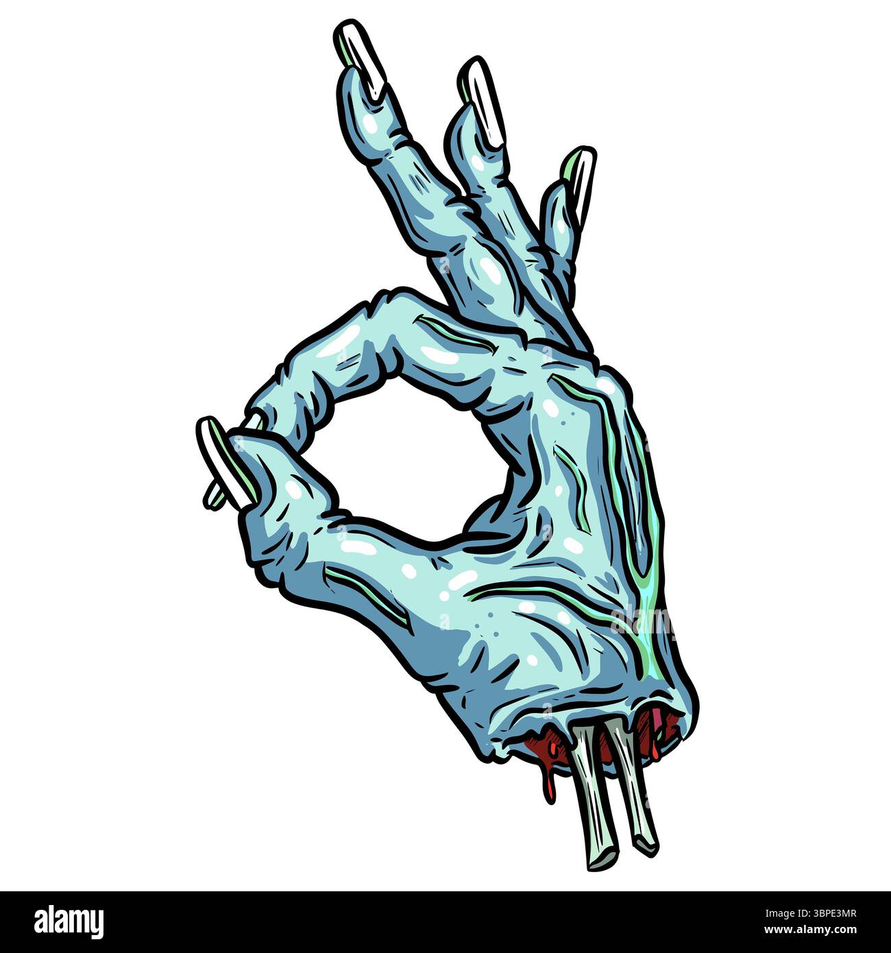 Cartoon Zombie Undead Rotten Hand Creating a Symbol Illustration Stock ...
