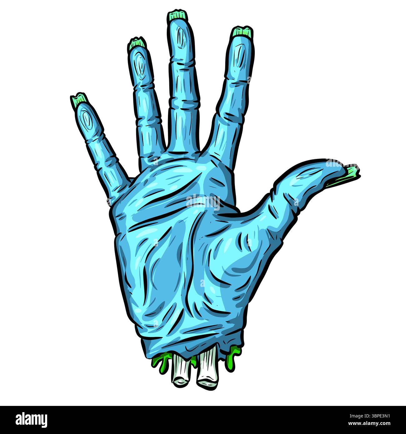 Cartoon Zombie Undead Rotten Hand Creating a Symbol Illustration Stock ...