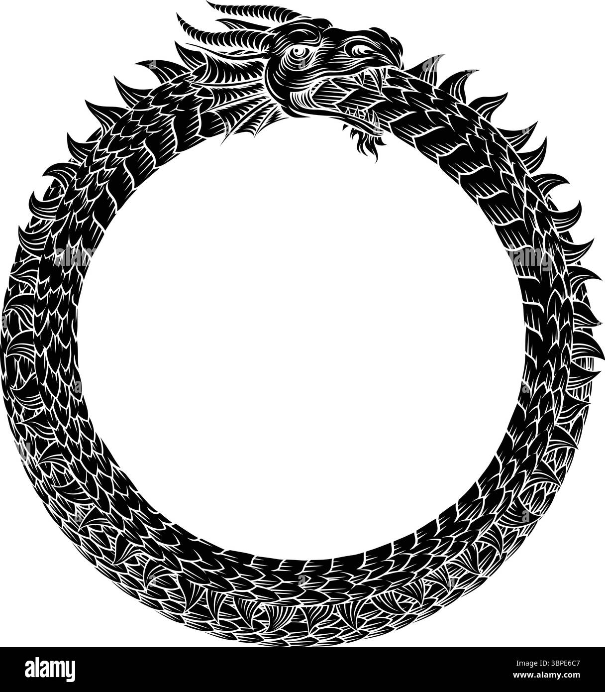 Ouroboros Circle Dragon Eating Circular Tail Stock Vector Image & Art ...