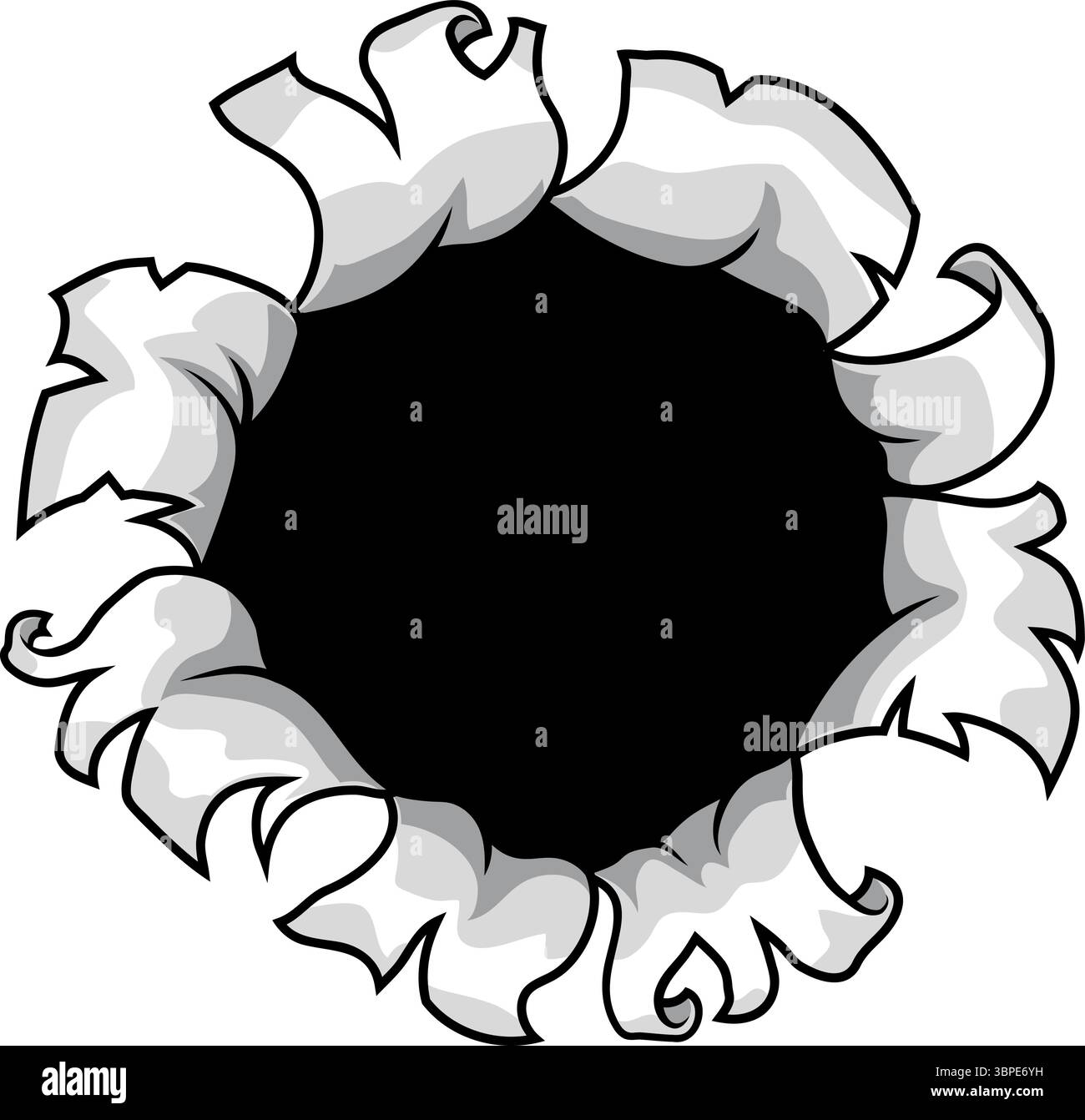 Bullet Hole Metal Paper Rip Gun Shot Through Wall Stock Vector Image ...